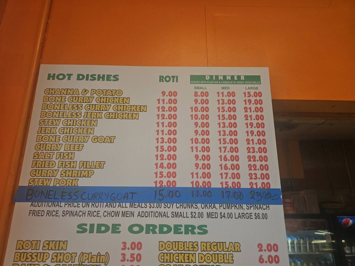 Carta del restaurante Roti R Us -Real Caribbean Food., Nueva York ...