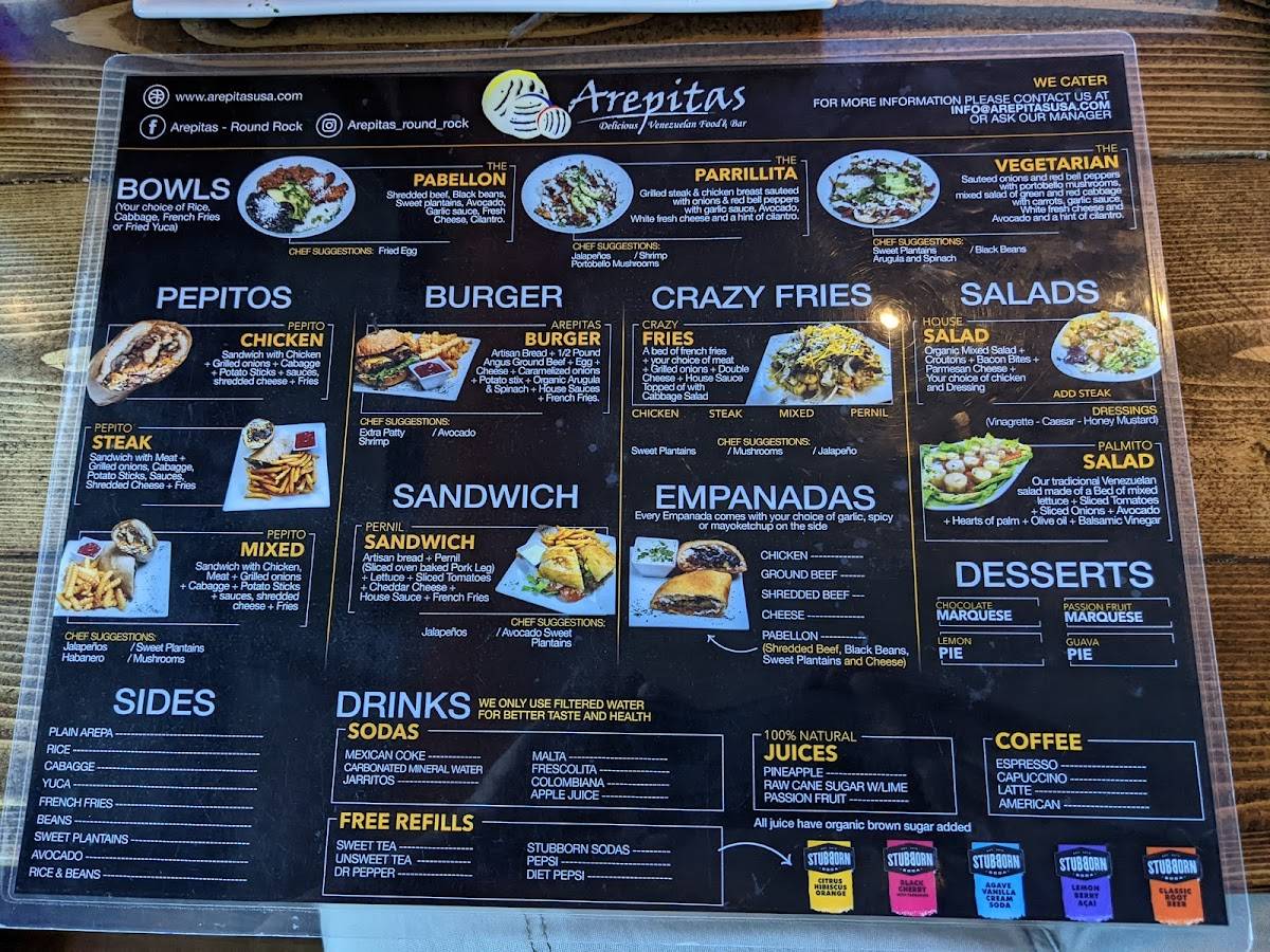 Menu at Arepitas (Round Rock) restaurant, Round Rock