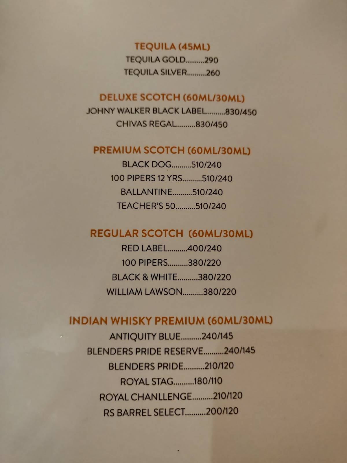 Menu at Curry Pot, Rourkela