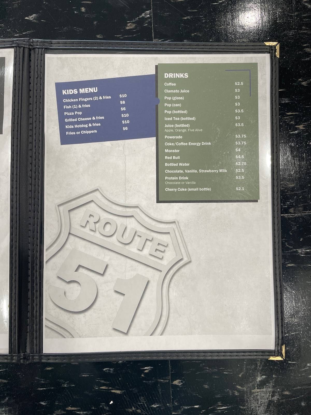 Menu at Route 51 Bar and Grill Springwater Sk, Canada