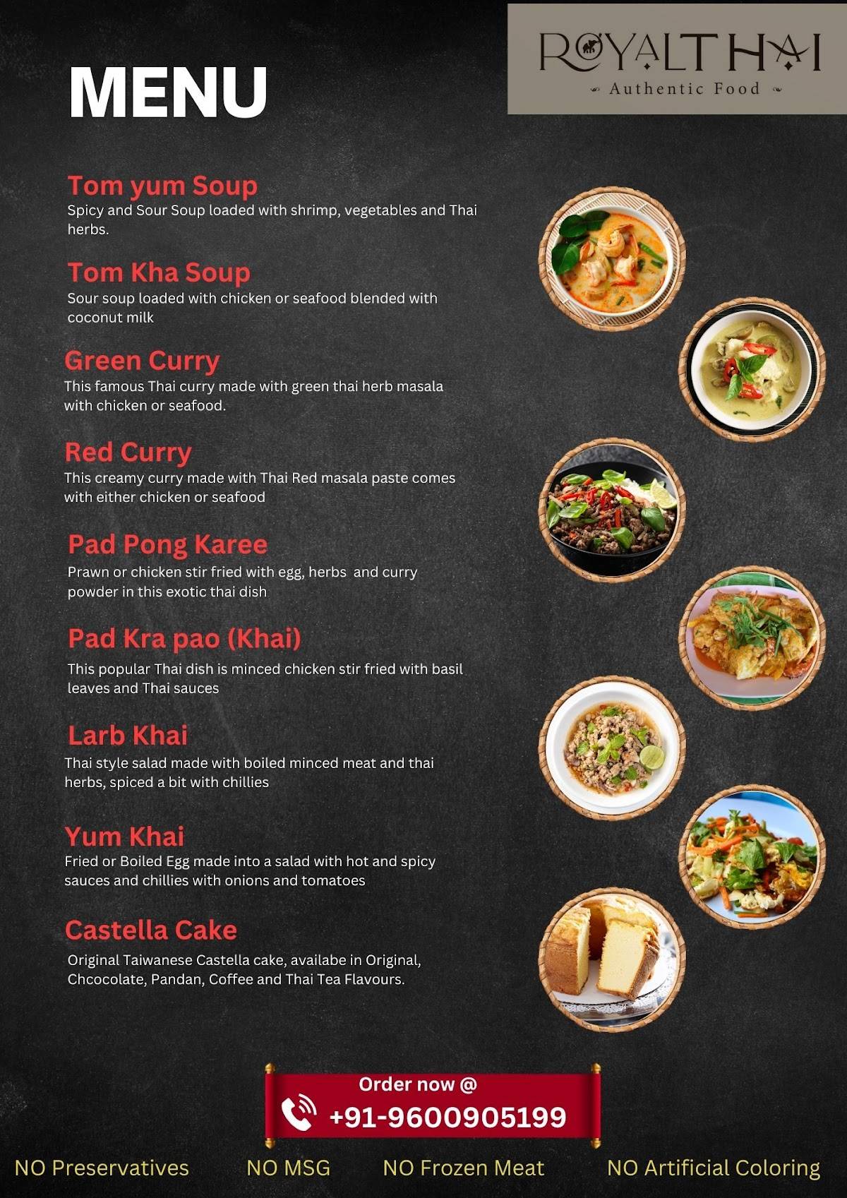 Menu at Royal Thai kitchen, Chennai