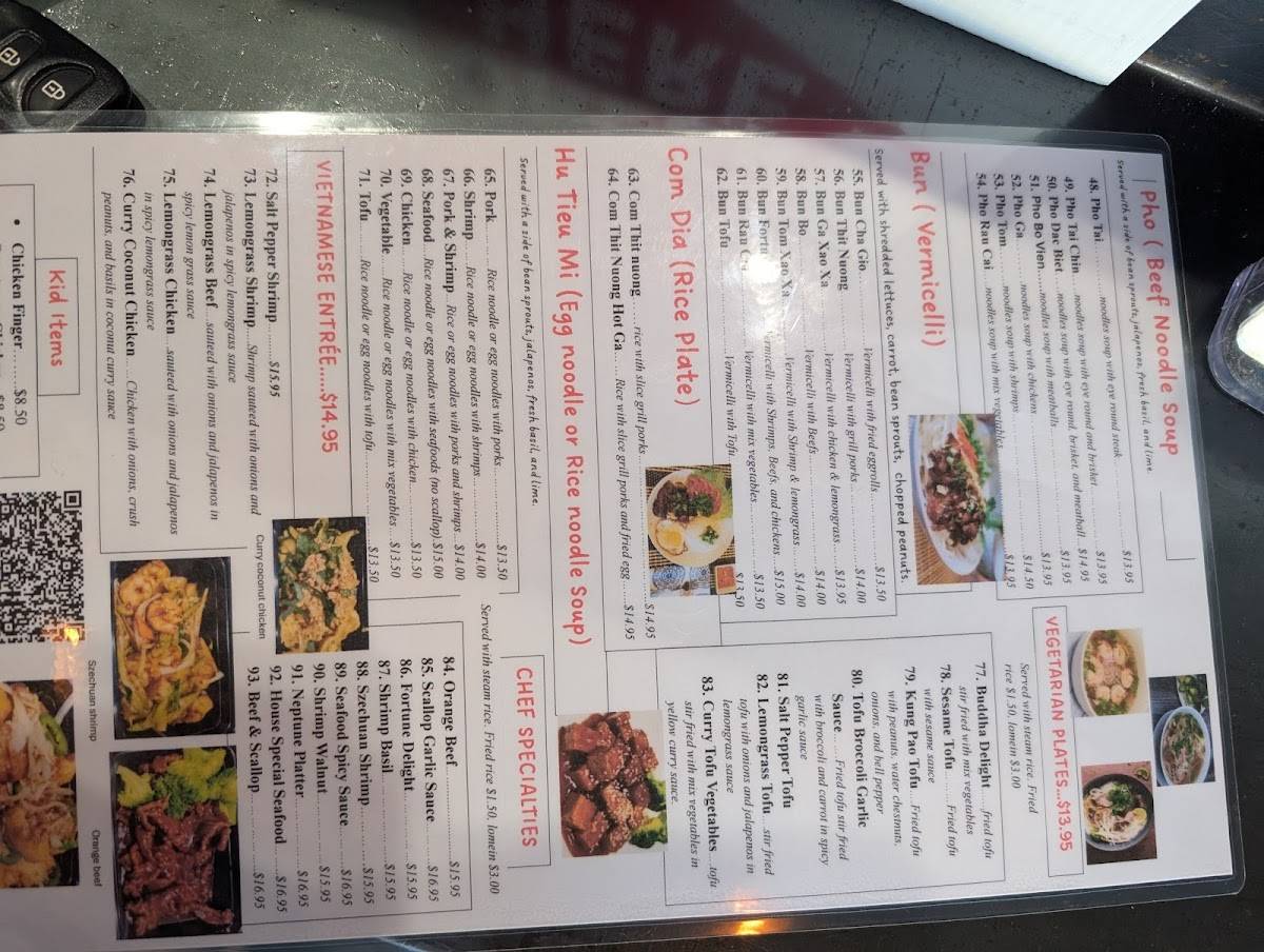 Menu at Ruby Garden restaurant, Georgetown