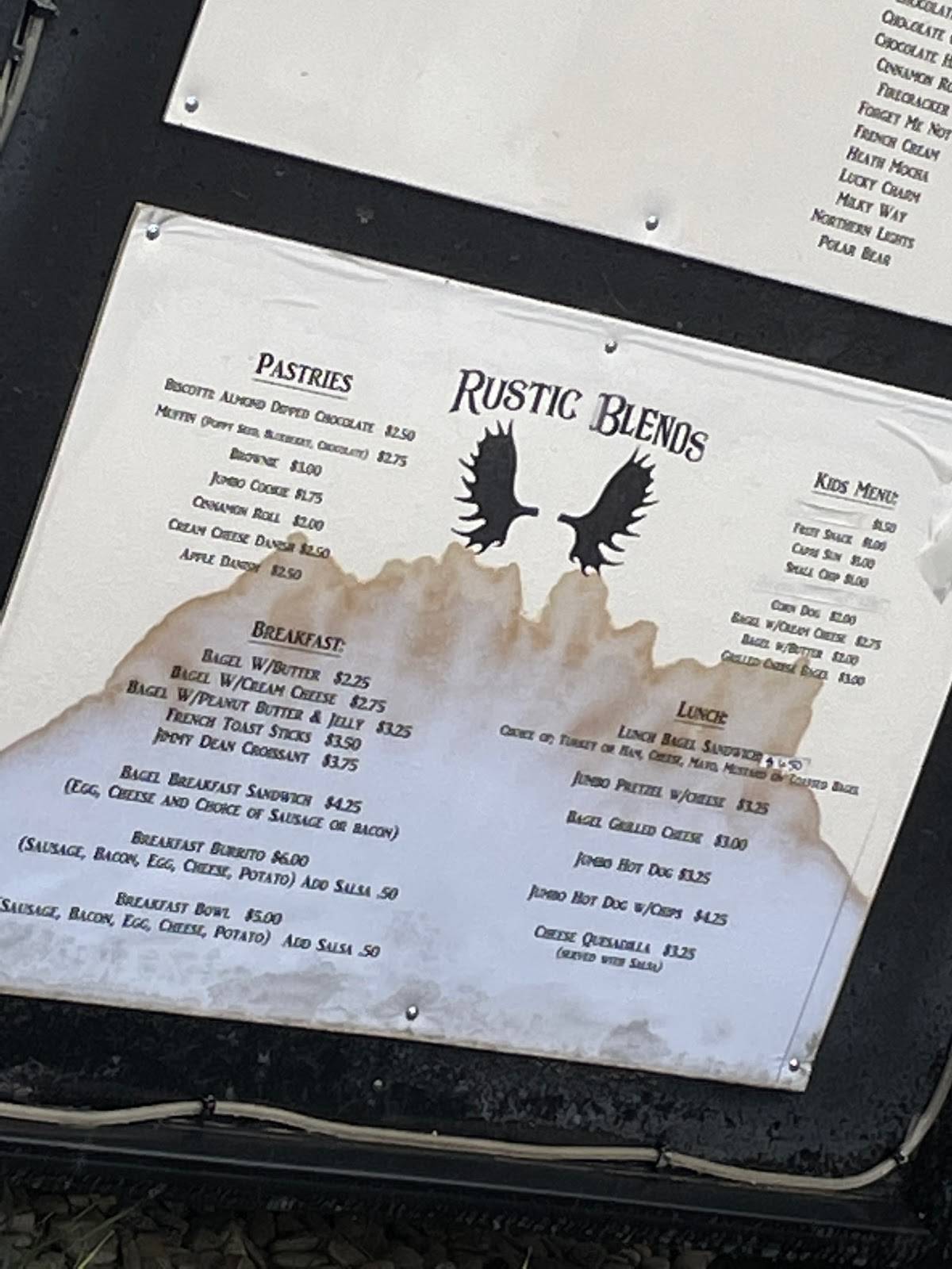Menu at Rustic Blends pub & bar, Delta Junction