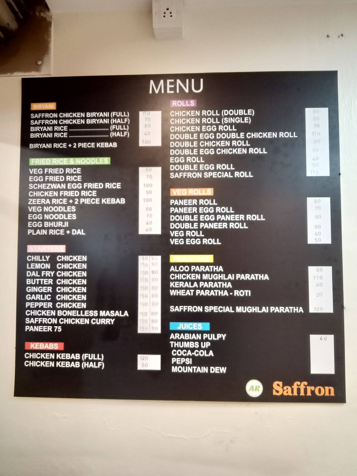 Menu at SAFFRON (BIRYANI, KEBABS & ROLLS), Bengaluru, 67