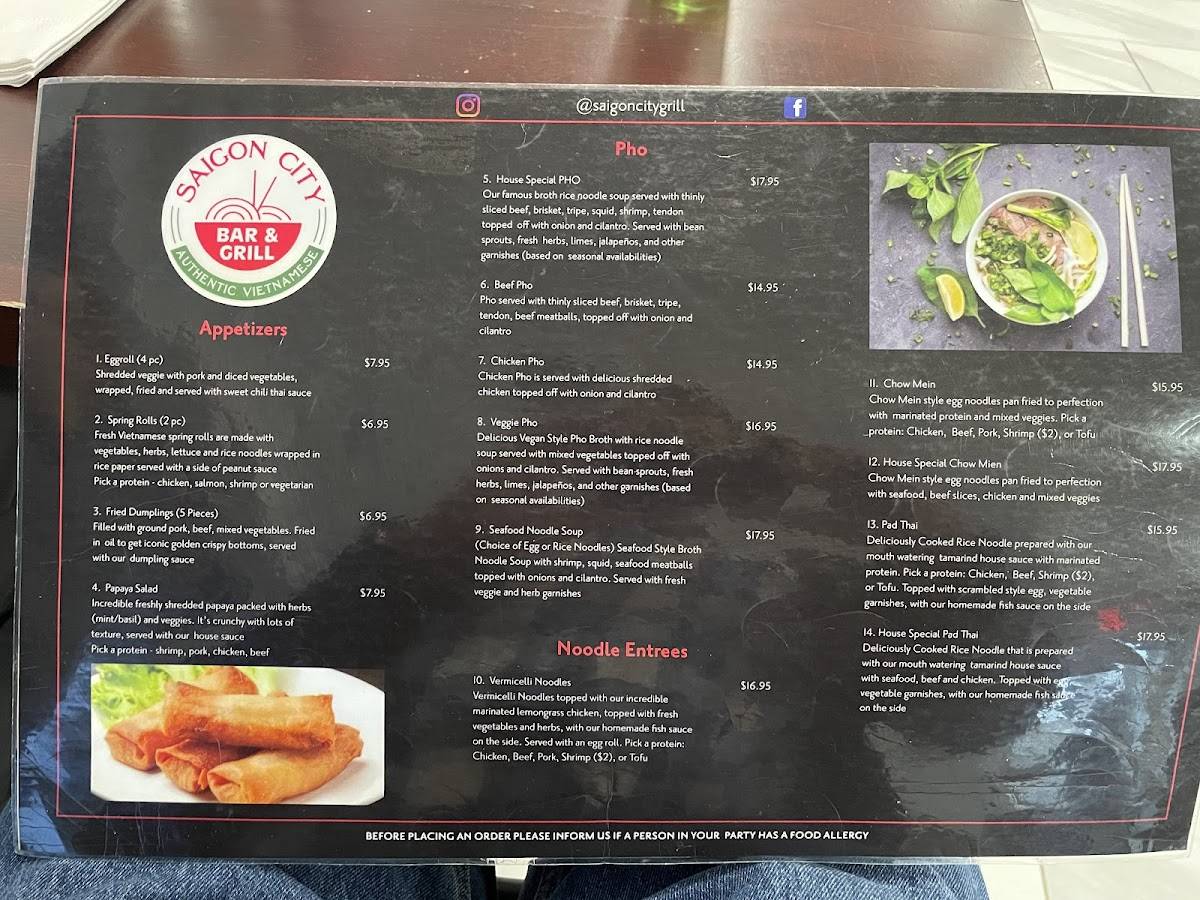 Menu at SAIGON CITY BAR & GRILL, Michigan City