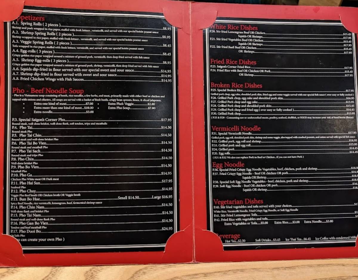 Menu at SAIGON'S CORNER Authentic Vietnamese Cuisine restaurant, Iowa ...