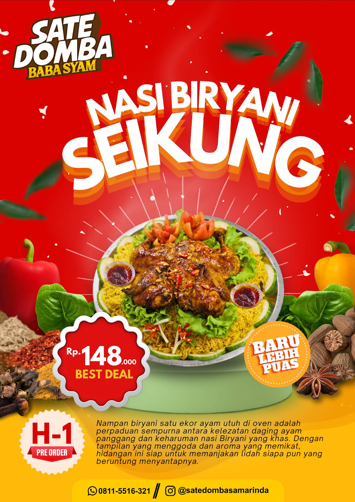 Menu at SATE DOMBA BABA SYAM restaurant, Samarinda