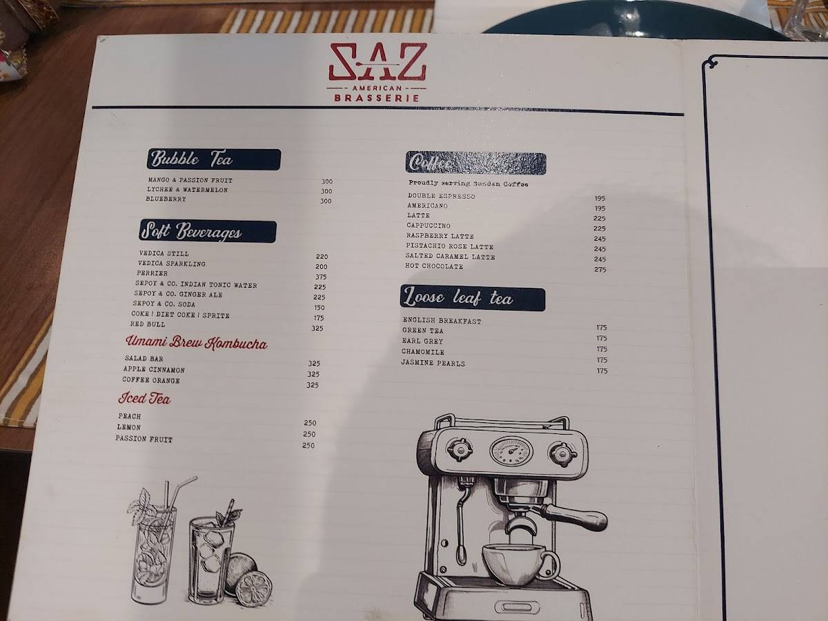 Menu at SAZ American Brasserie, Mumbai