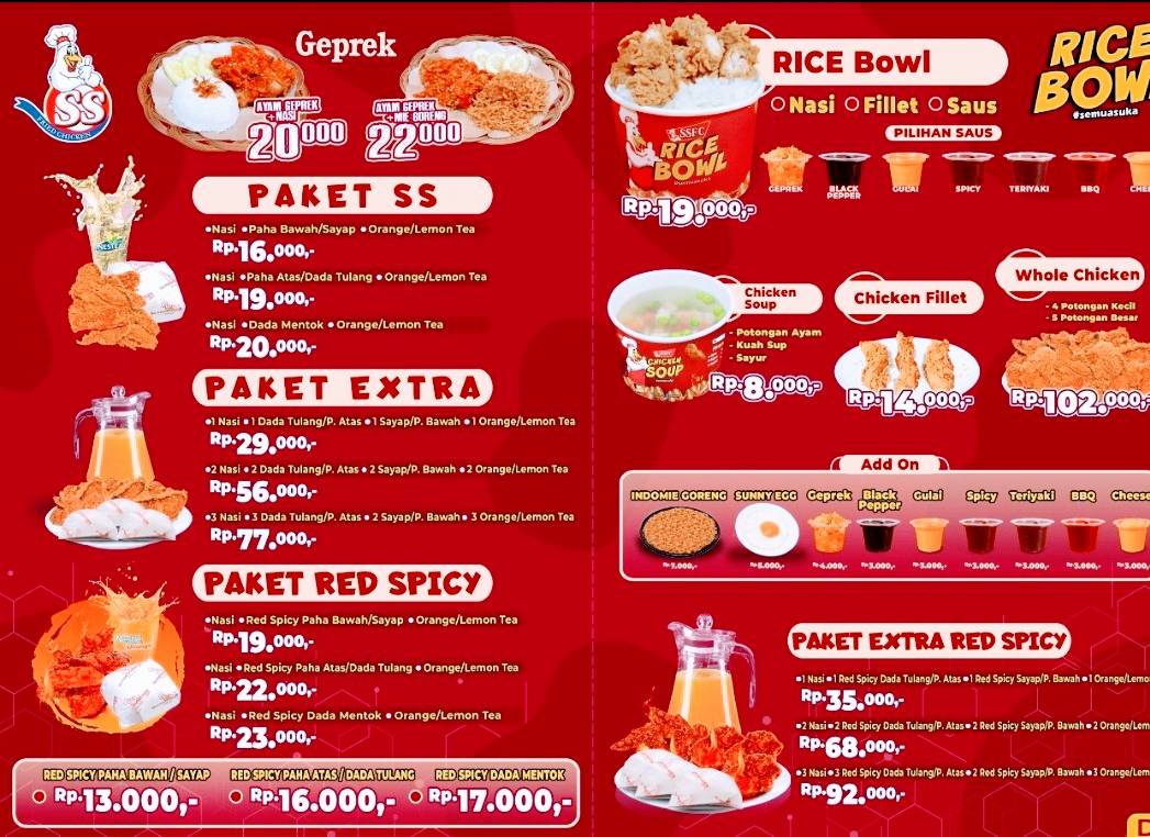 Menu at SS FRIED CHICKEN DOLOK SANGGUL restaurant, Indonesia