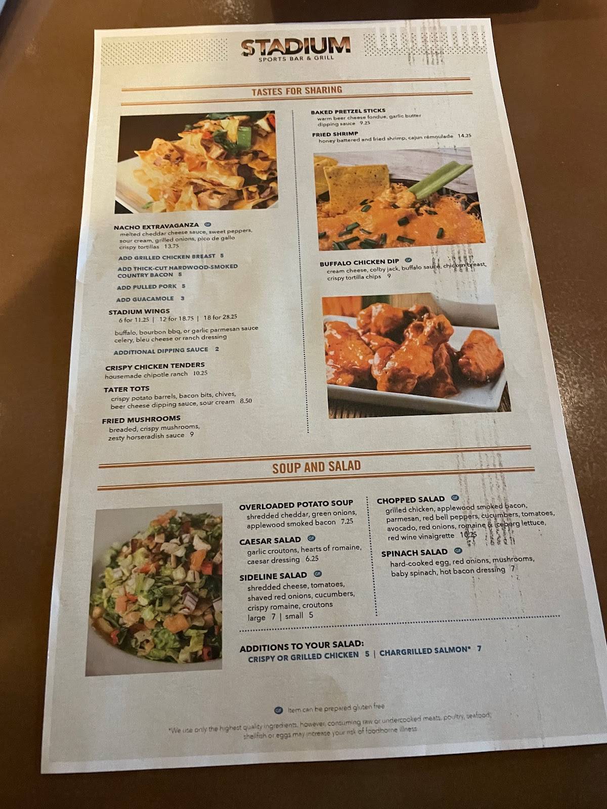 Menu at STADIUM Sports Bar & Grill, USA, 777 Belterra Dr