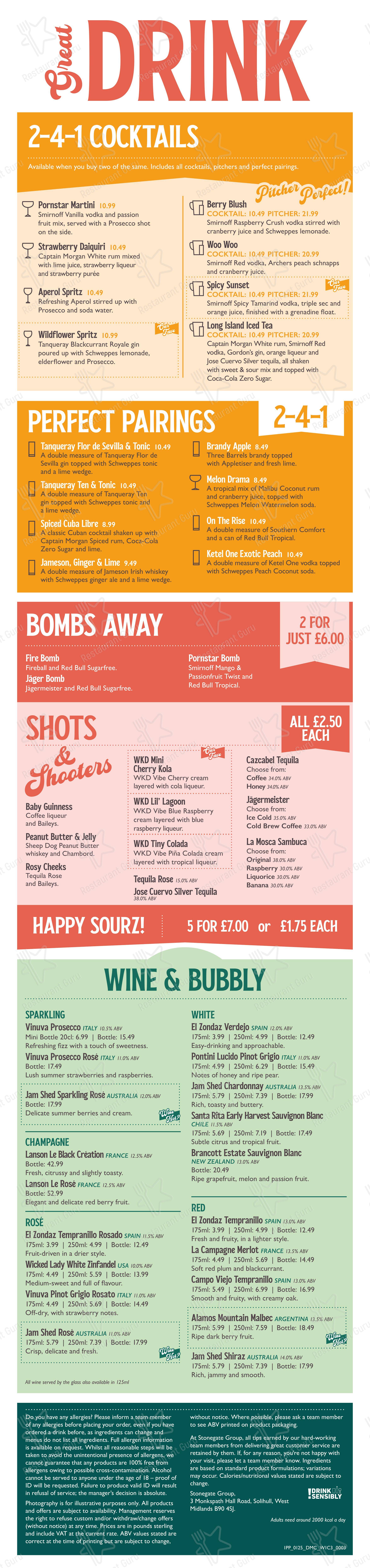 Menu at Saddle Inn pub & bar, Blackpool, 9JP