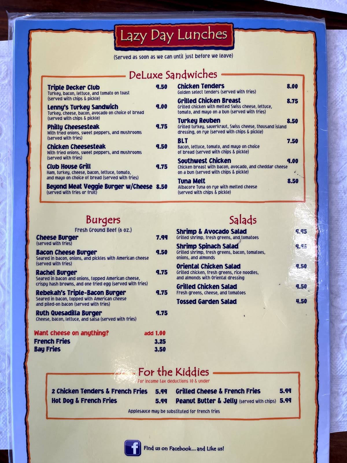 Menu at Sahara Cafe, Ocean City