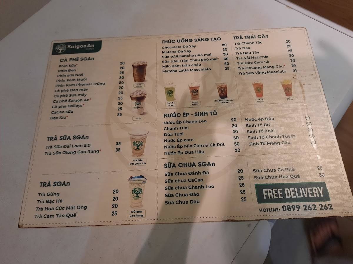 Menu at Saigon An Coffee S10, Hai Duong