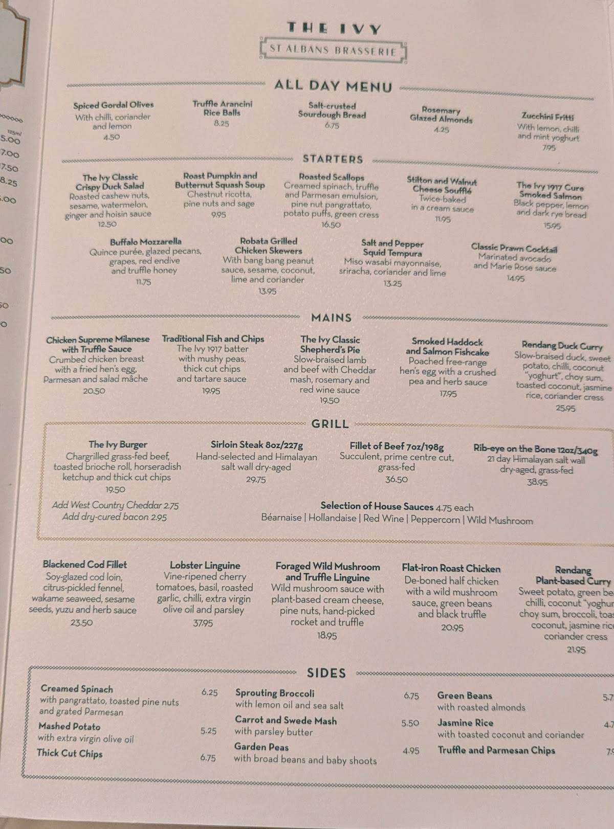 Menu at The Ivy St Albans Brasserie restaurant, St Albans