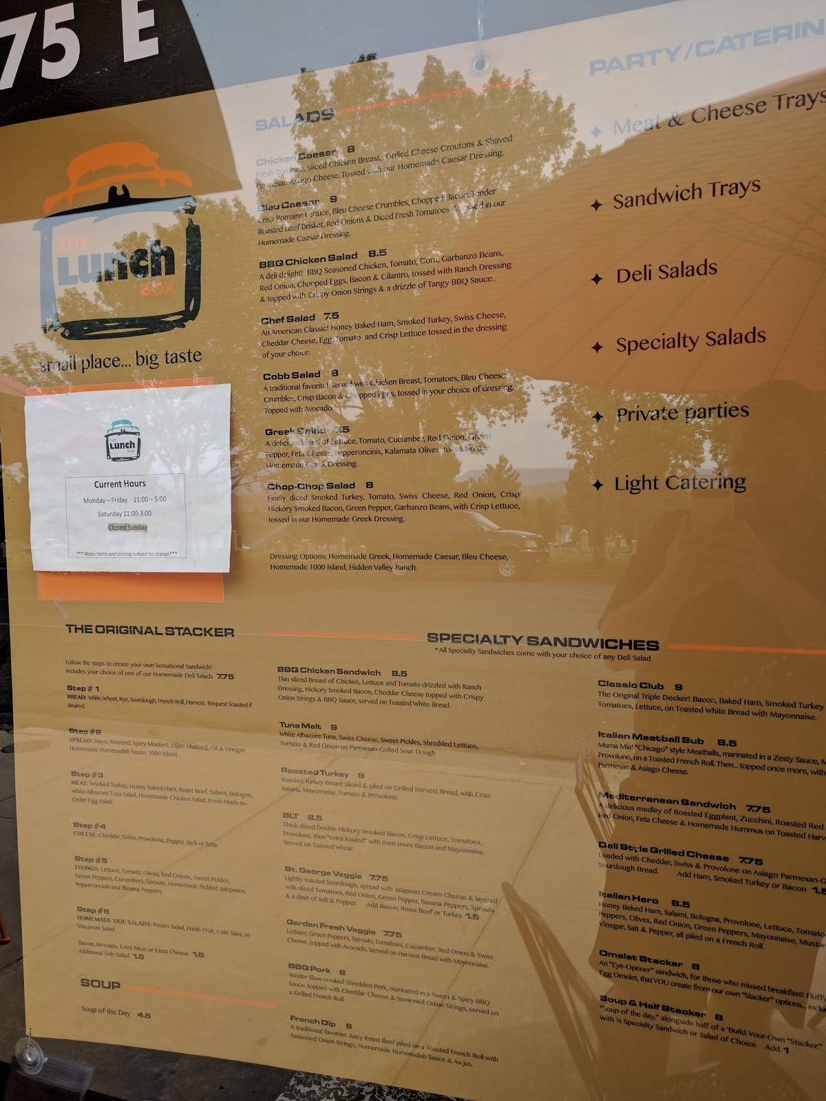 Menu at Lunch Box restaurant, St. George, N Bluff St #301