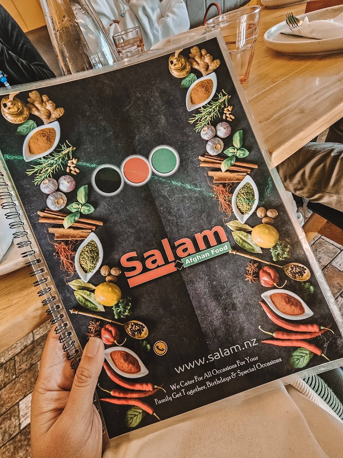 Menu at Salam Afghan Food restaurant, Hamilton