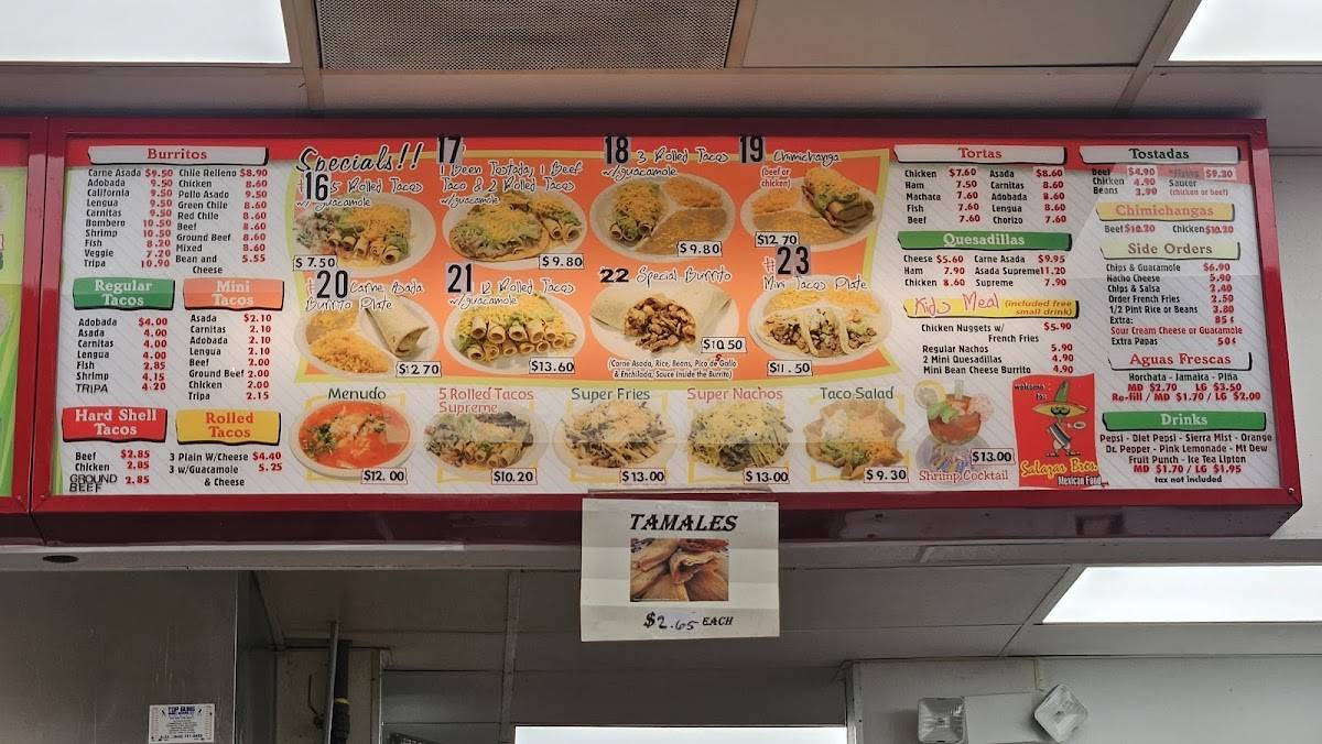 Menu at Salazar Brothers Mexican Food restaurant, Tempe, 926 E Guadalupe Rd