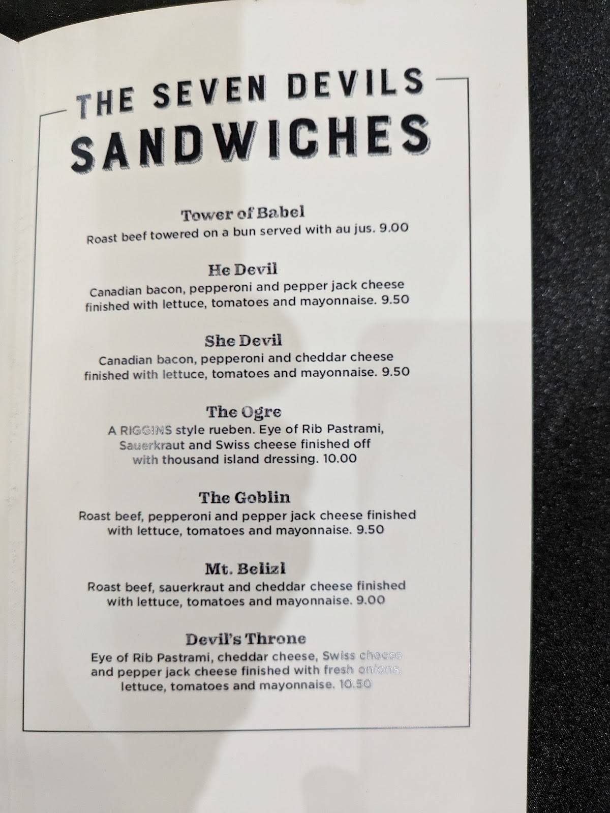 Menu at Salmon River Inn Pizza Sandwich Restaurant, Riggins