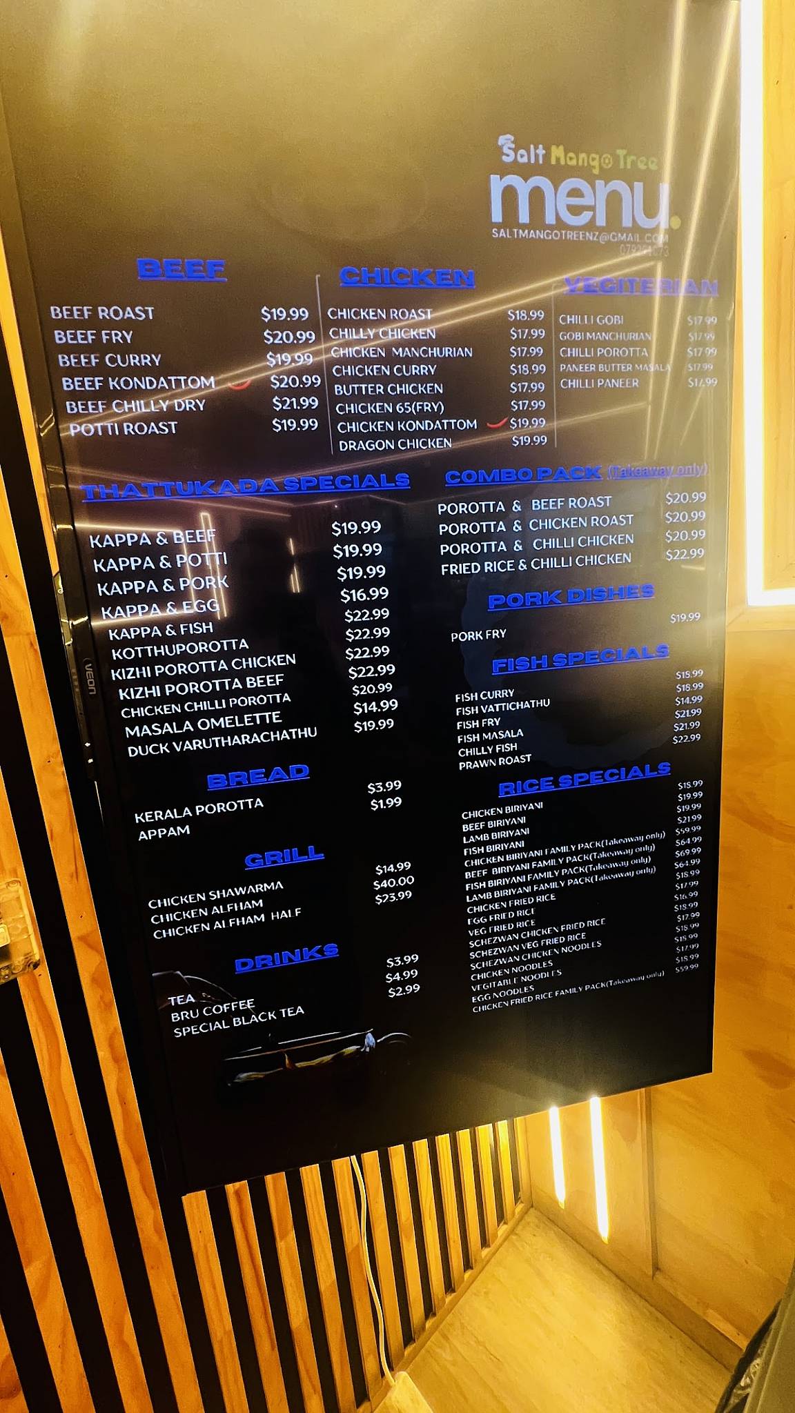 Menu at Salt Mango Tree - South Indian Restaurant, Hamilton