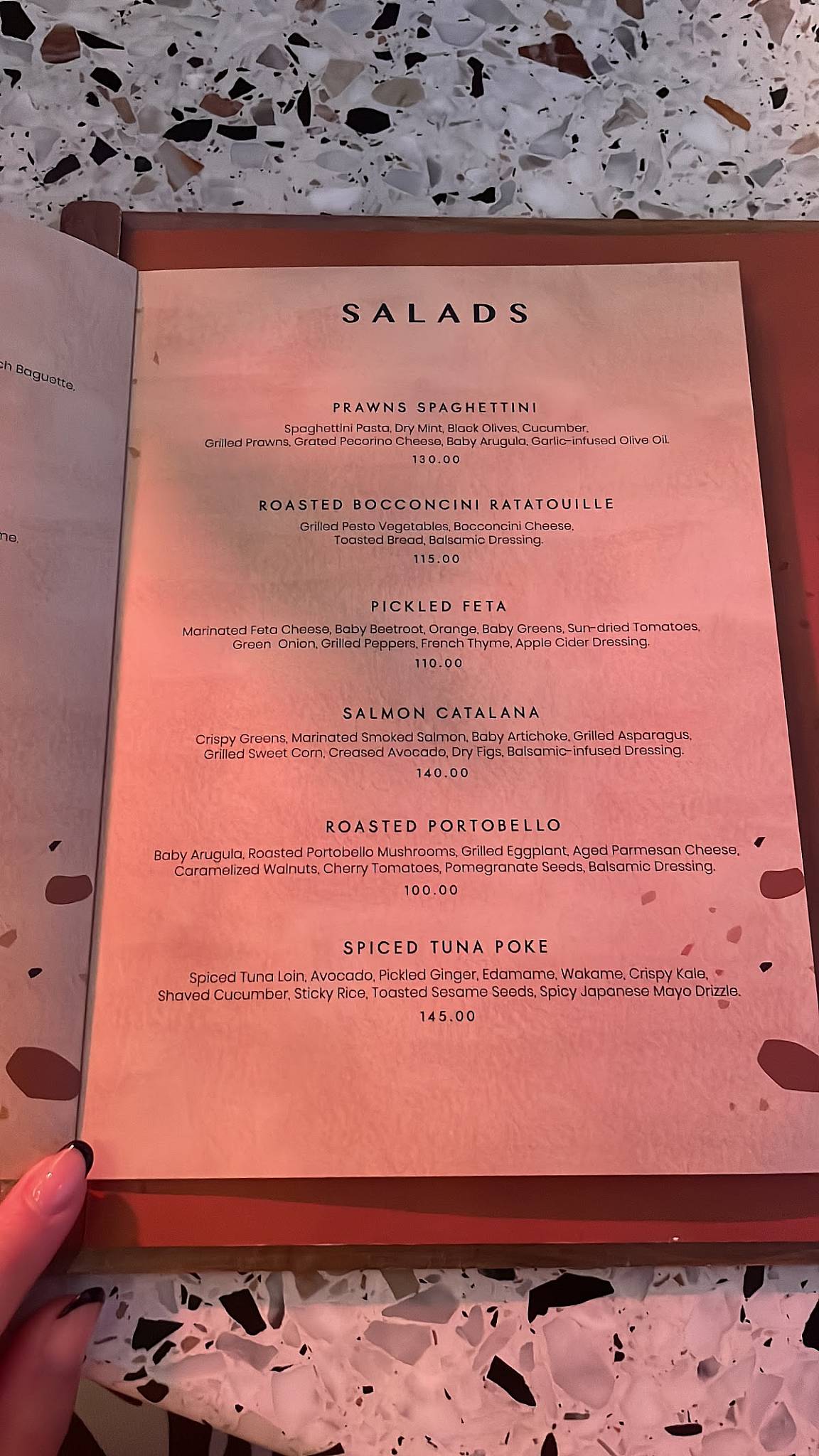 Menu at Salt of Earth restaurant, New Cairo City