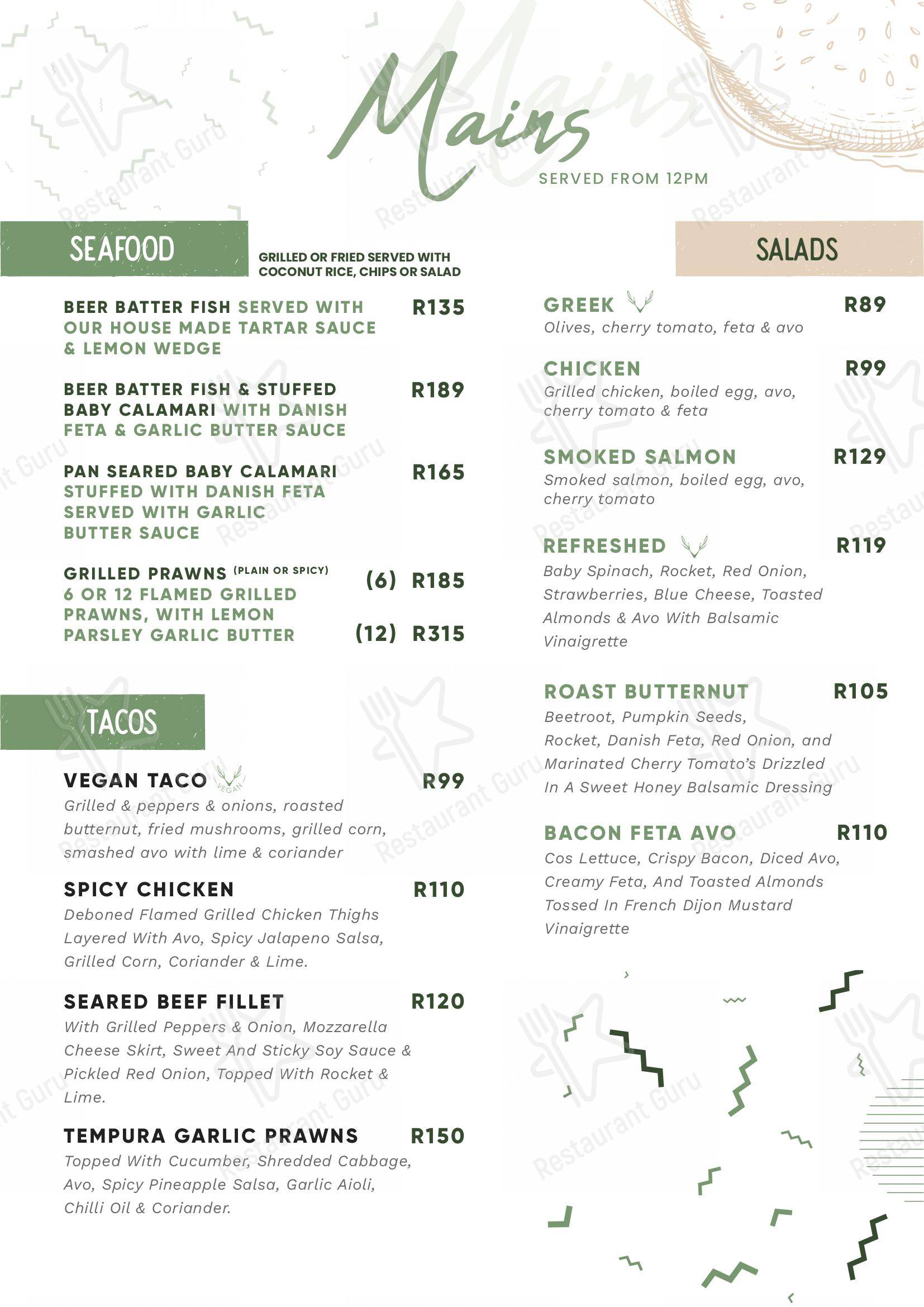 Menu at Salt. restaurant, East London