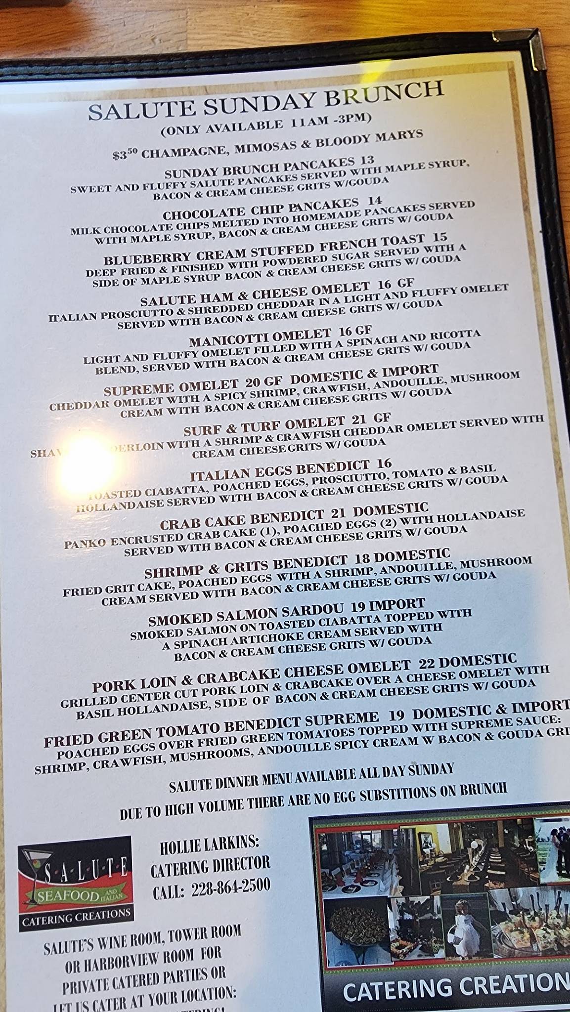 Menu at Salute Italian Restaurant, Gulfport