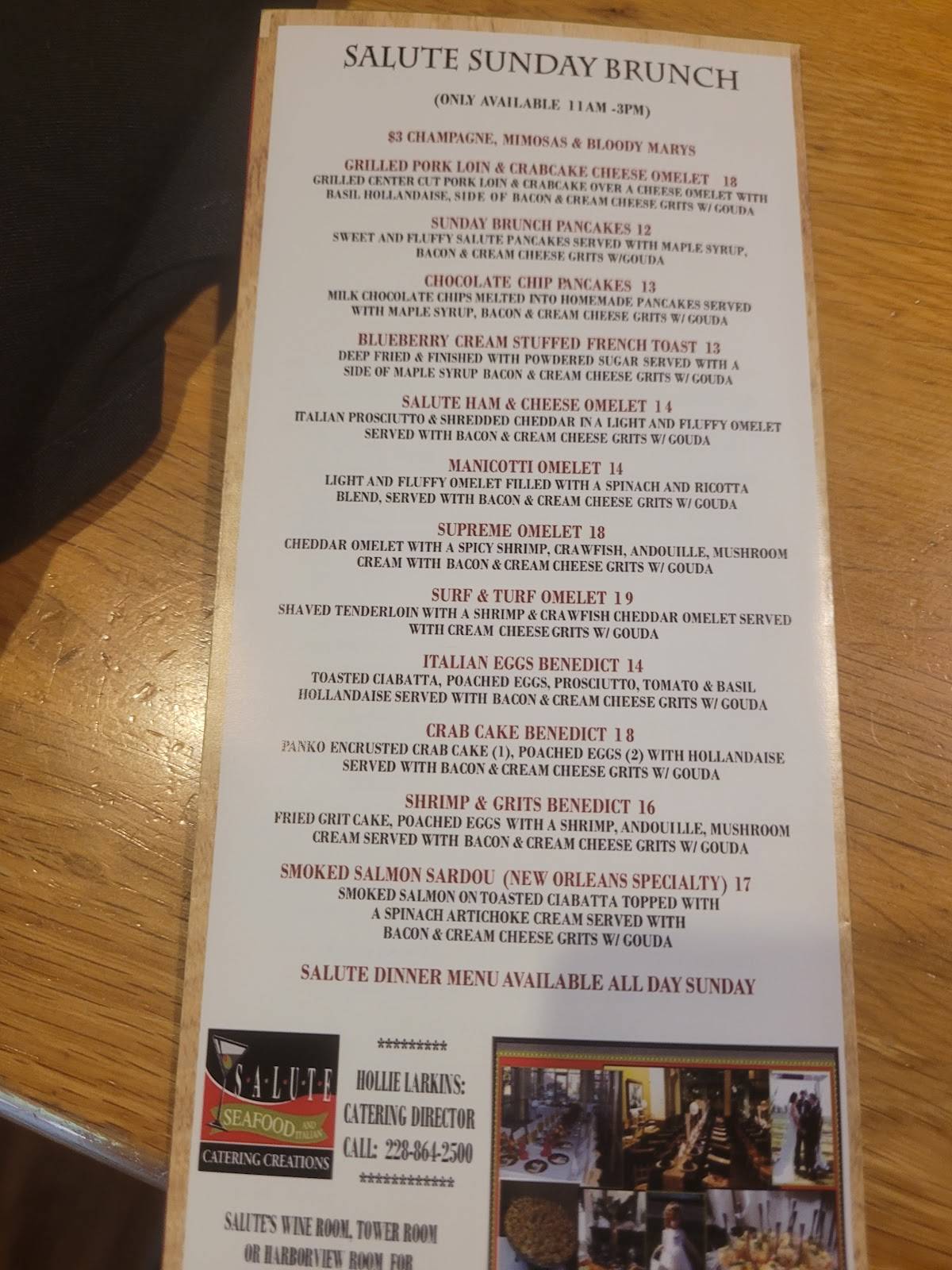 Menu at Salute Italian Restaurant, Gulfport