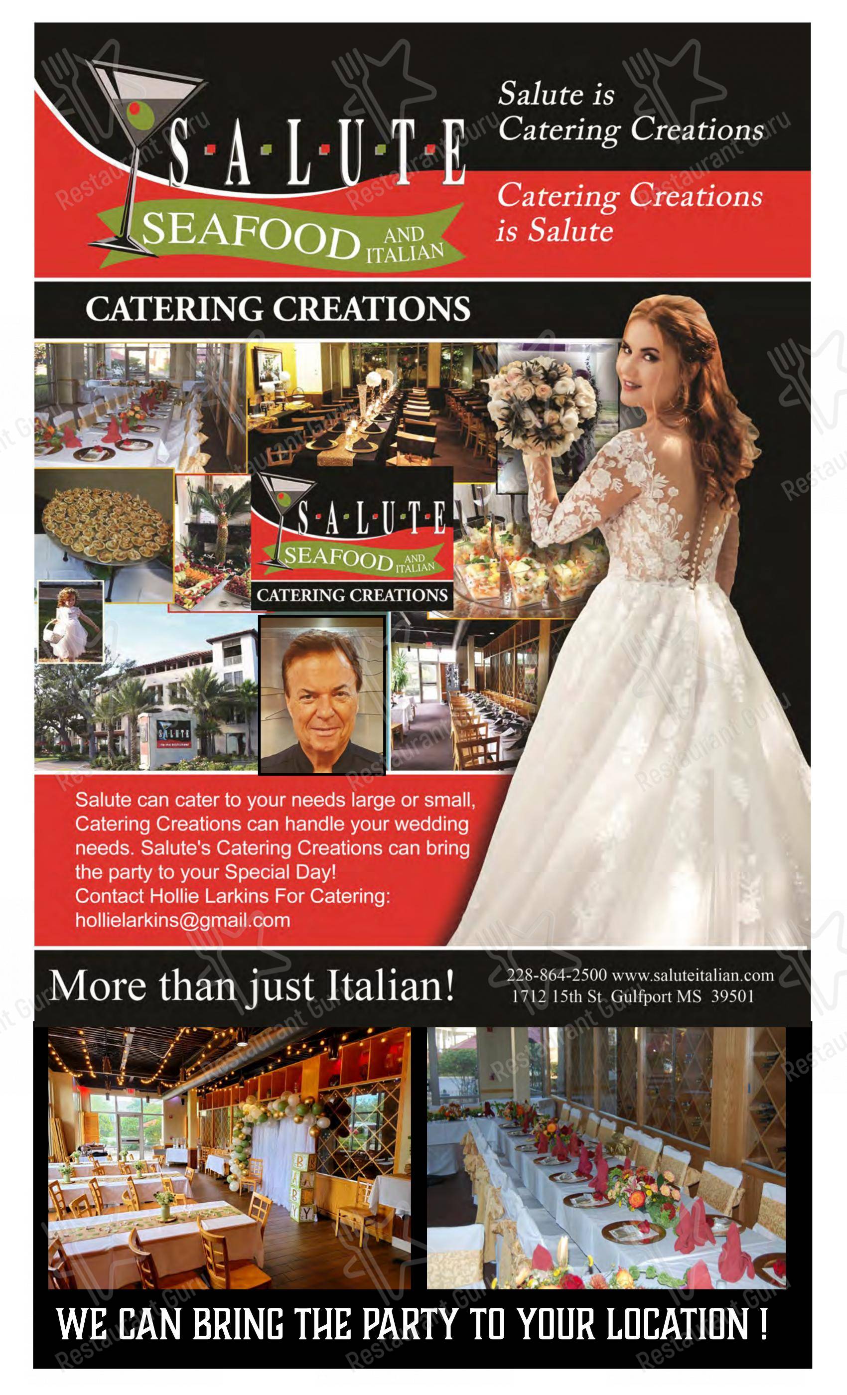 Menu at Salute Italian Restaurant, Gulfport