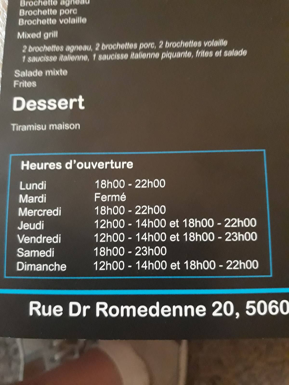 Menu au Il Vulcano Auvelais restaurant, Sambreville
