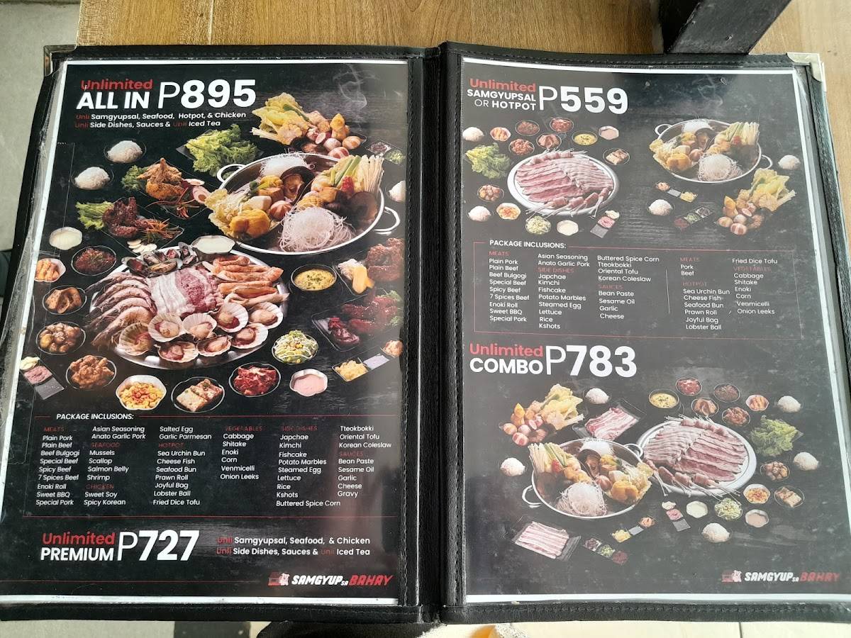 Menu at Samgyup sa Bahay - Malolos restaurant, Malolos
