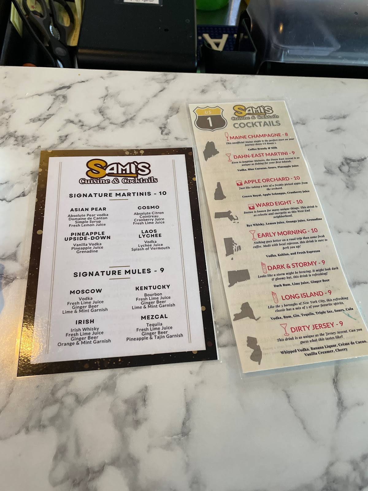 Carta del restaurante Sami's Cuisine and Cocktails, Fort Kent