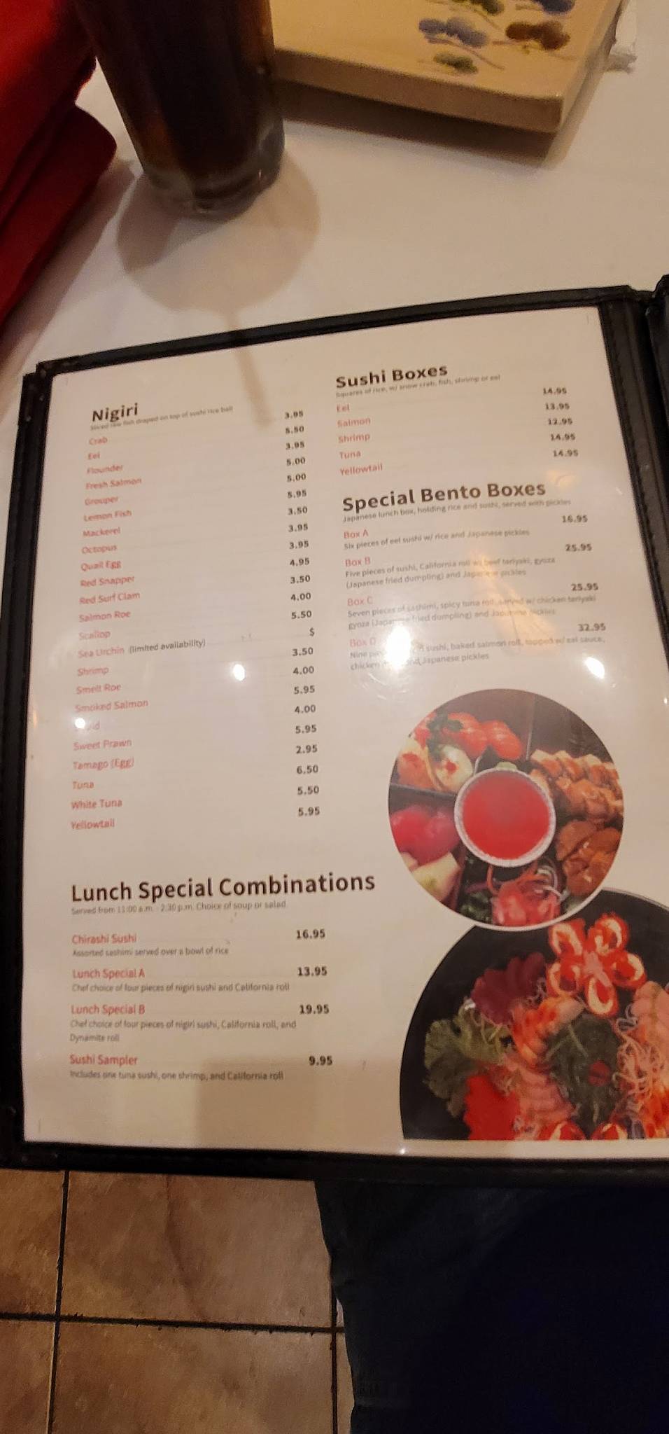 Menu at Samurai Sushi Bar Two, Broussard