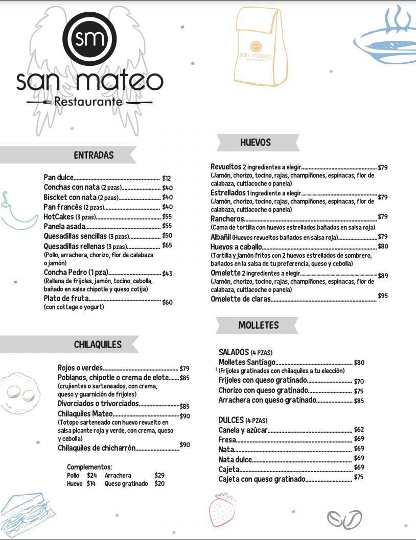 Menu at San Mateo Restaurante Estadio, Guadalajara