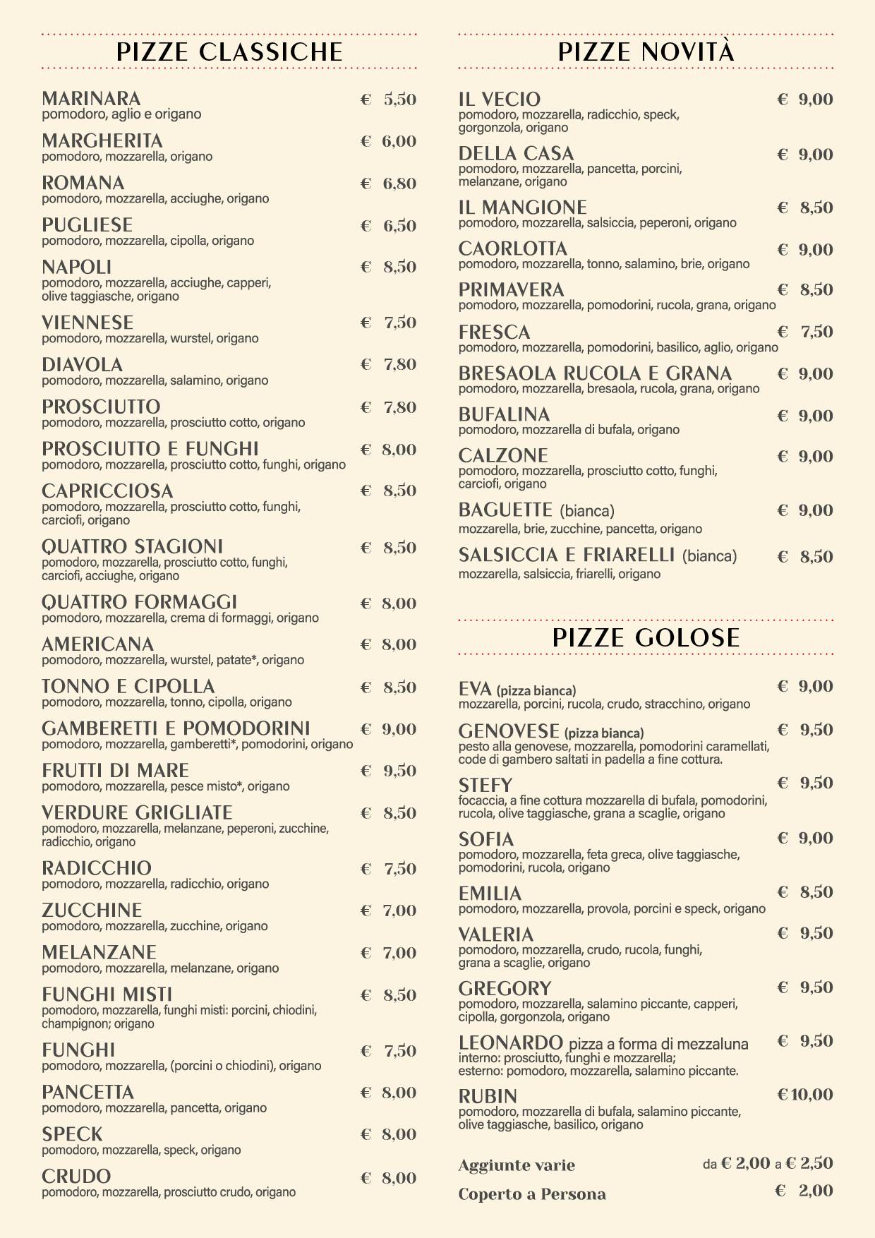 Speisekarte von RUBIN RistoBar Pizzeria, Santo Stino di Livenza