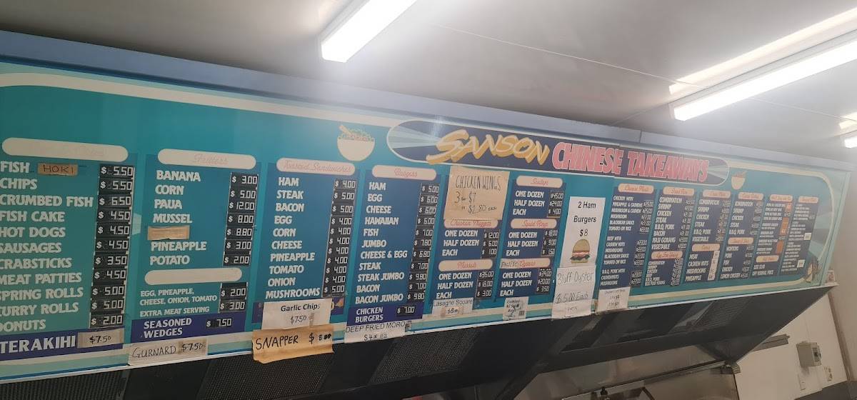 Menu at Sanson Chinese Takeaways fast food, Sanson