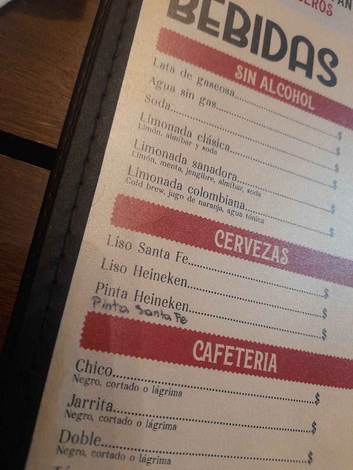 Carta del restaurante Don Marcos, Santa Fe