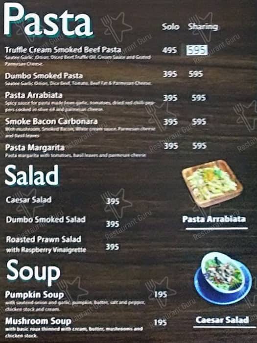 Menu at Dumbo Smoke restaurant, Santa Rosa, Vista Mall