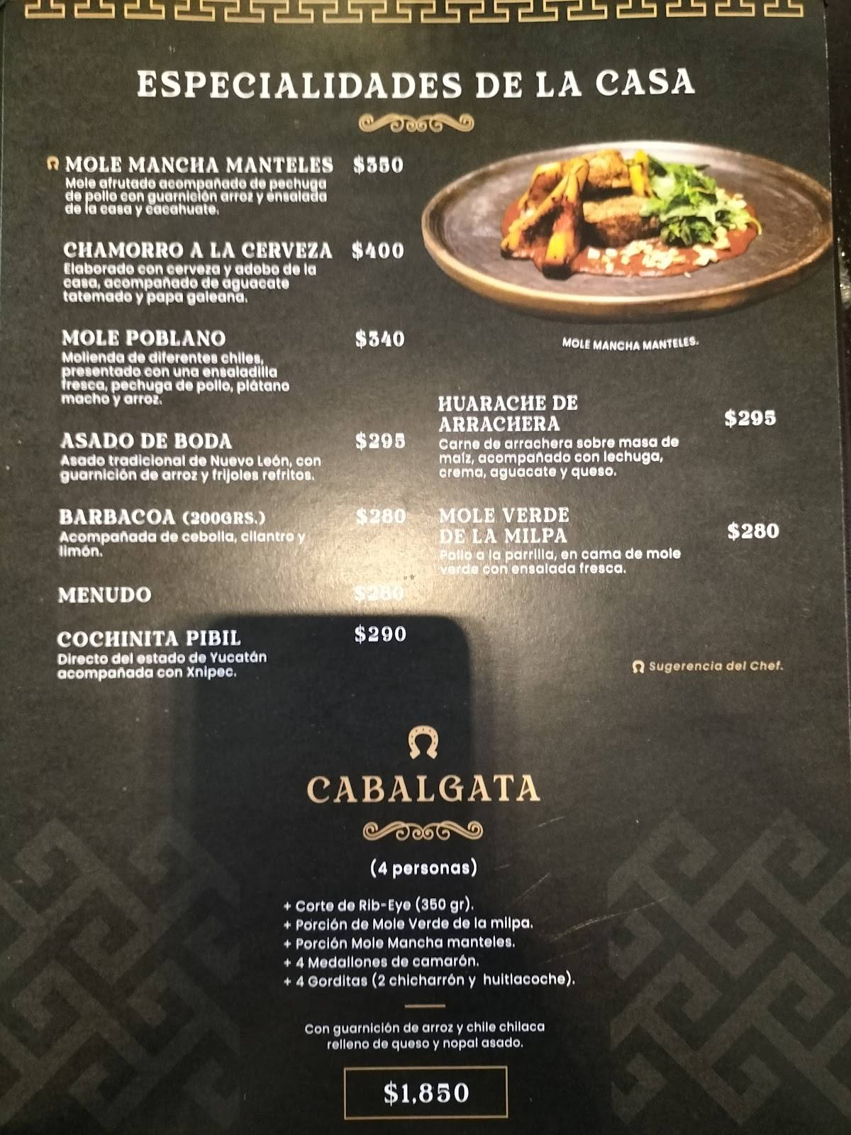 Carta del restaurante Hacienda La Charreada, Santiago