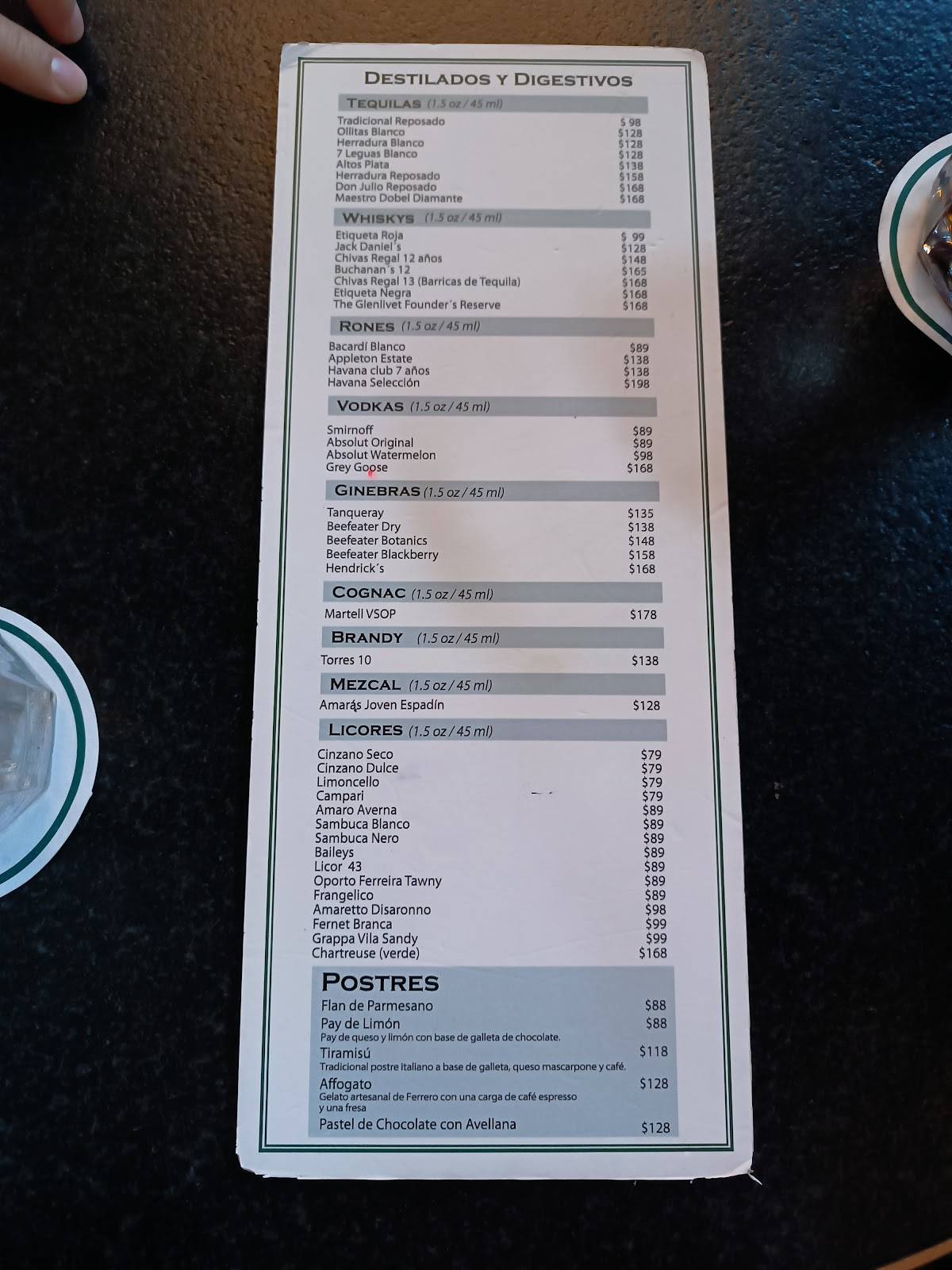 Carta del restaurante La Pasteria Queretaro, Santiago del Querétaro