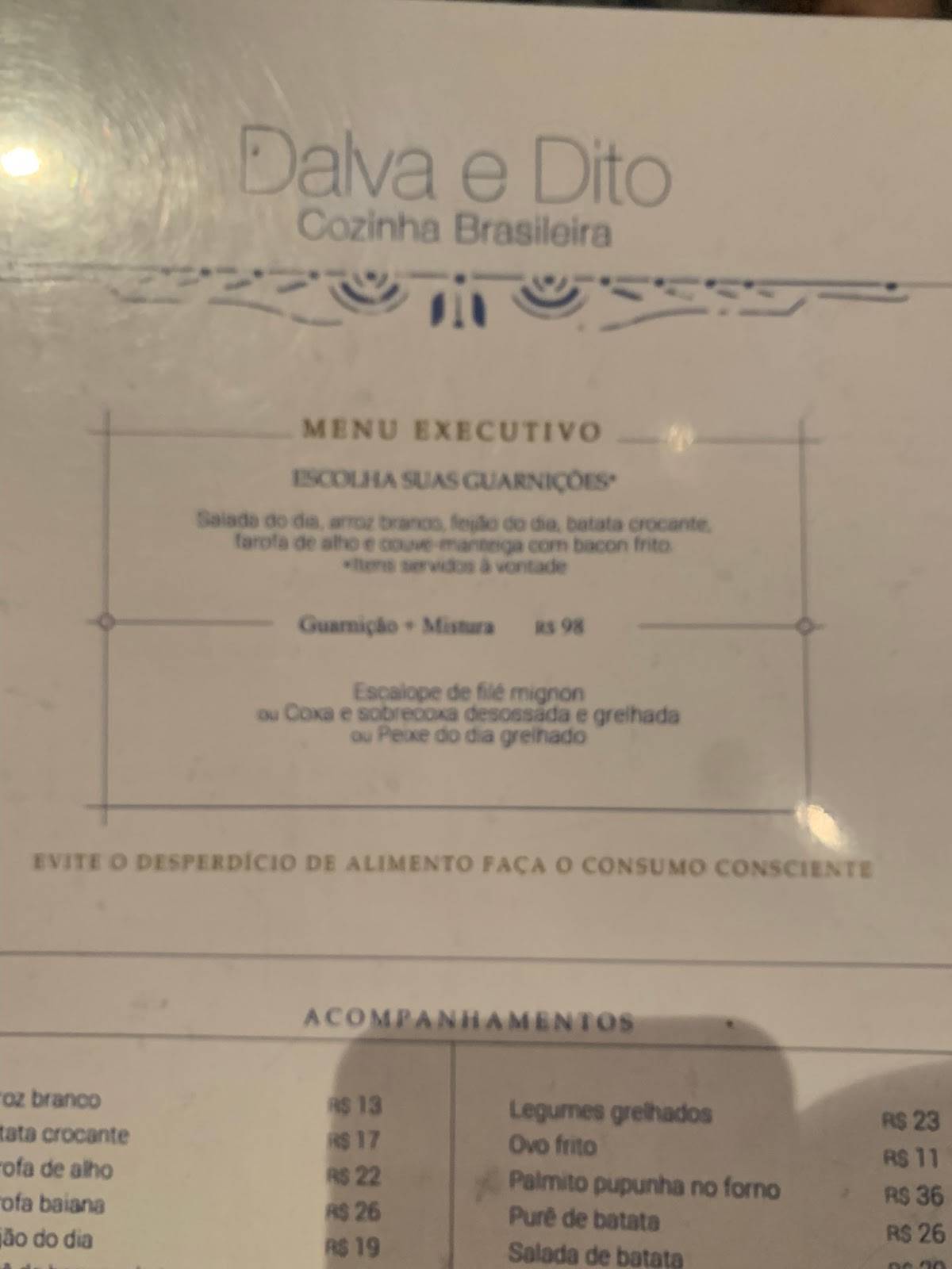 Menu em Dalva e Dito restaurante, São Paulo