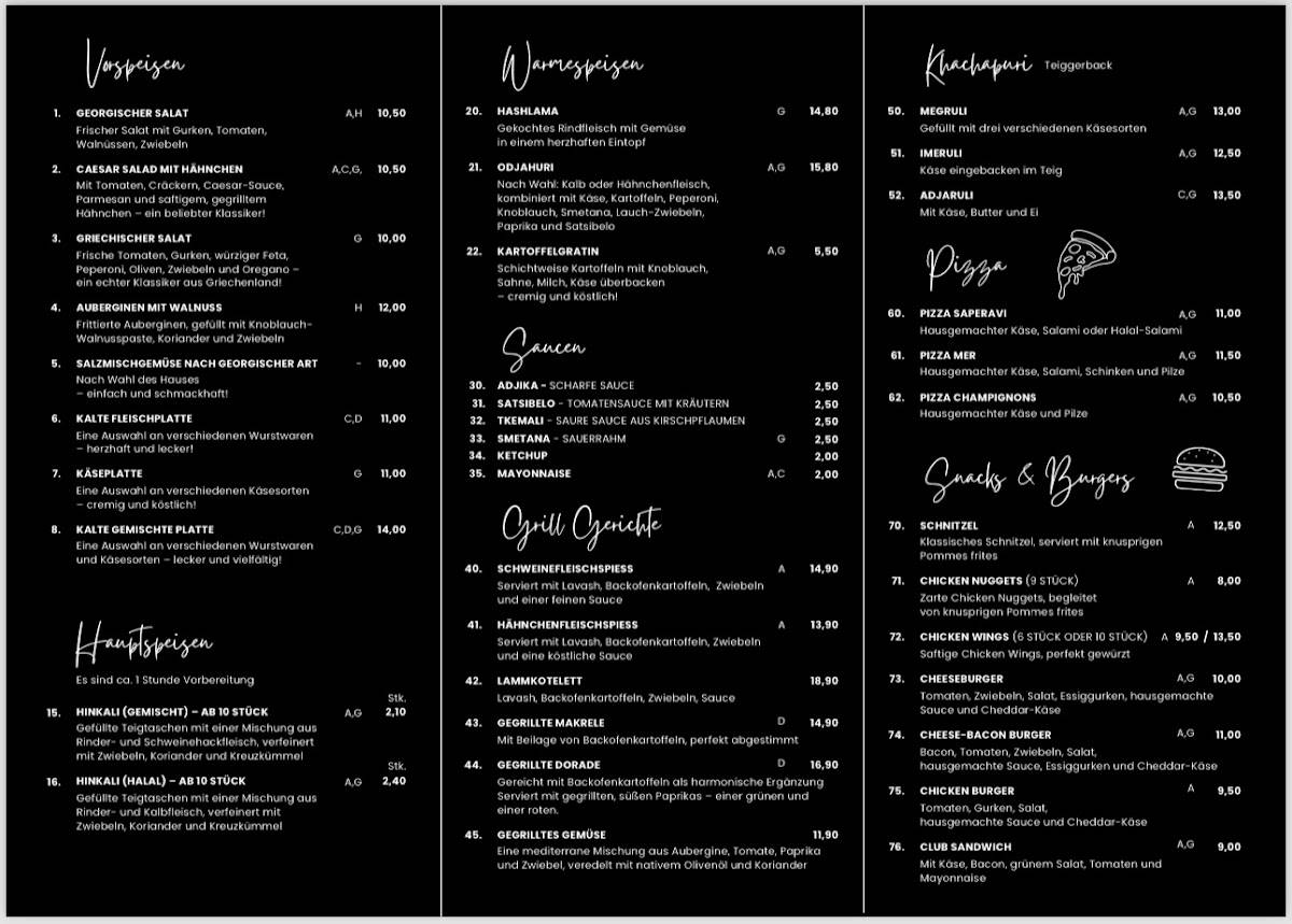 Speisekarte von Saperavi Cafe Bar Bistro, Nürnberg