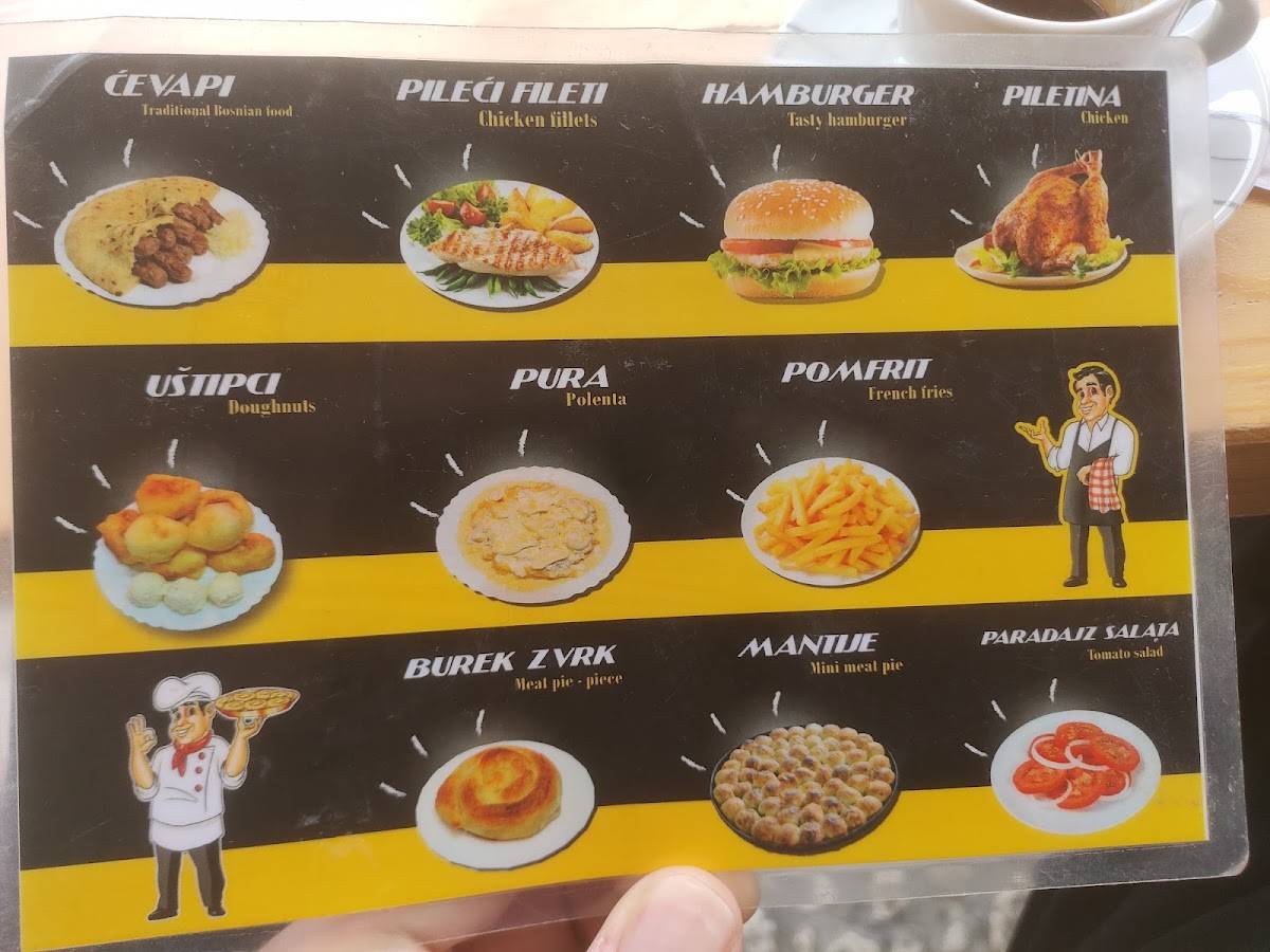 Menu au Buregdžinica Ahmo restaurant, Sarajevo
