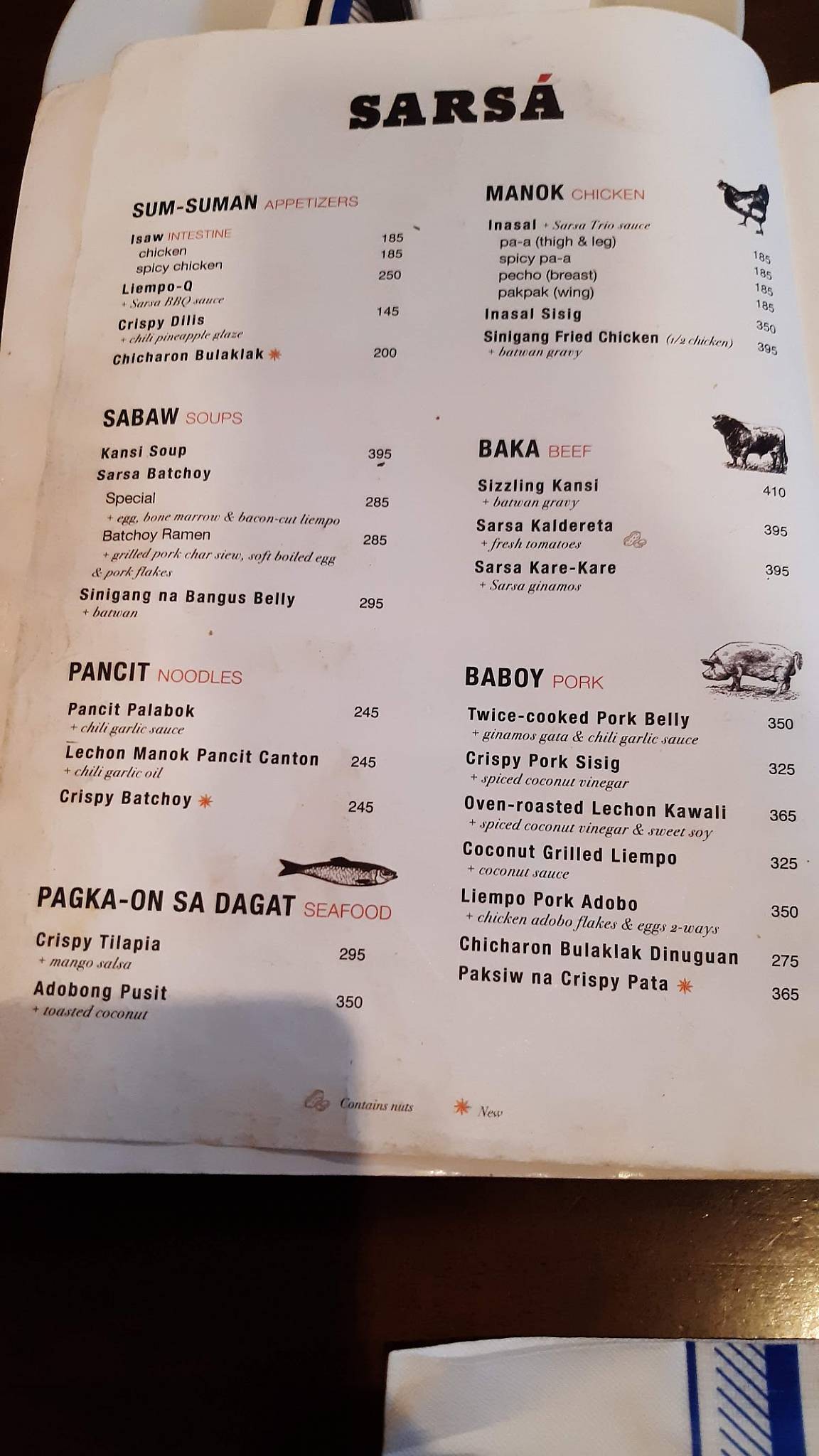 Menu at Sarsá Kitchen + Bar, Makati, 109 Rada