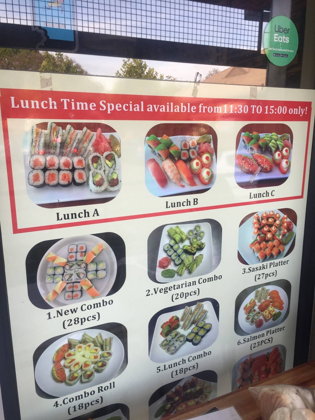 Menu at Sasaki Sushi Chinese Food Serene restaurant, Pretoria