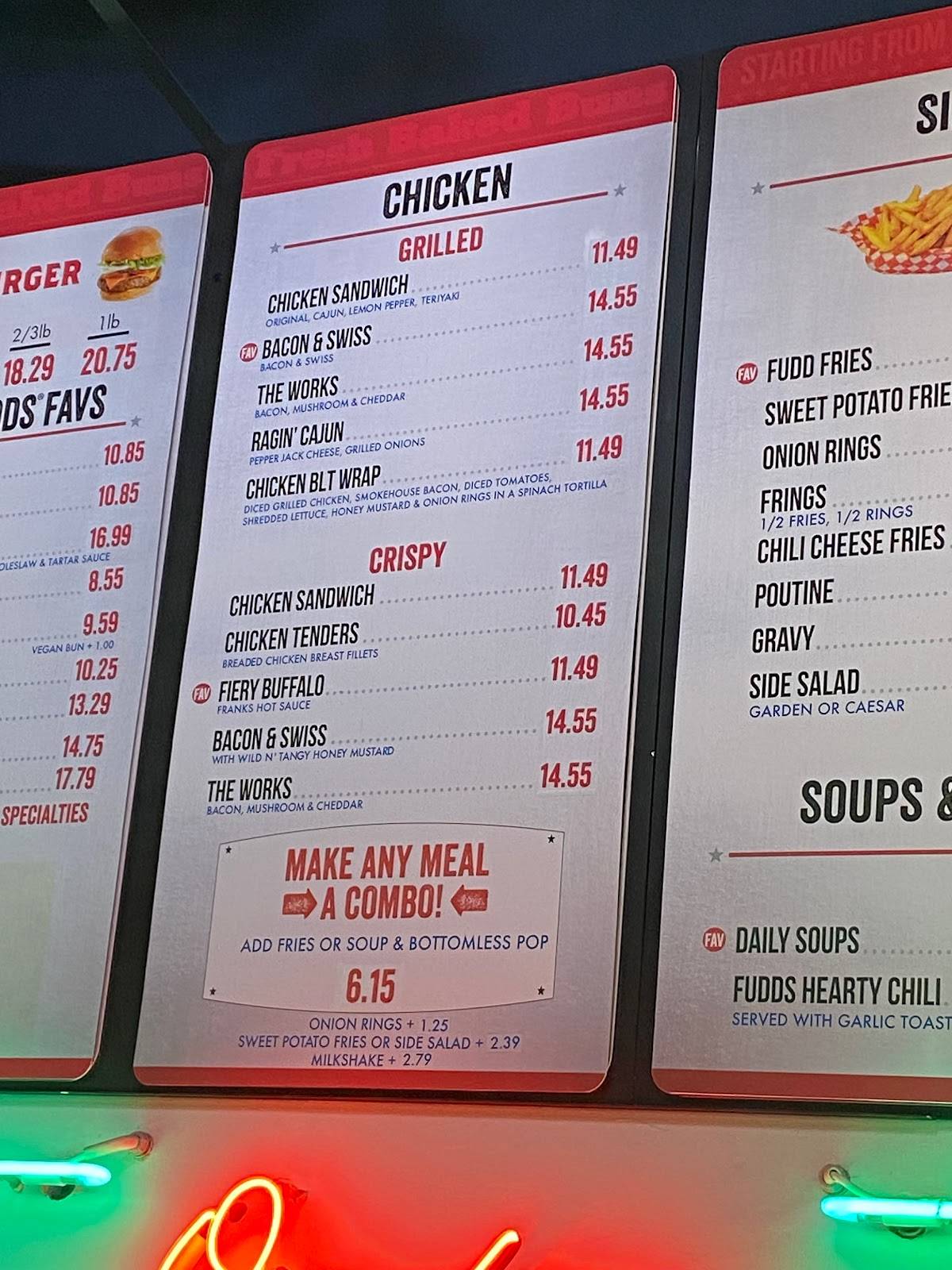 Menu at Fuddruckers restaurant, Saskatoon, 8 St E