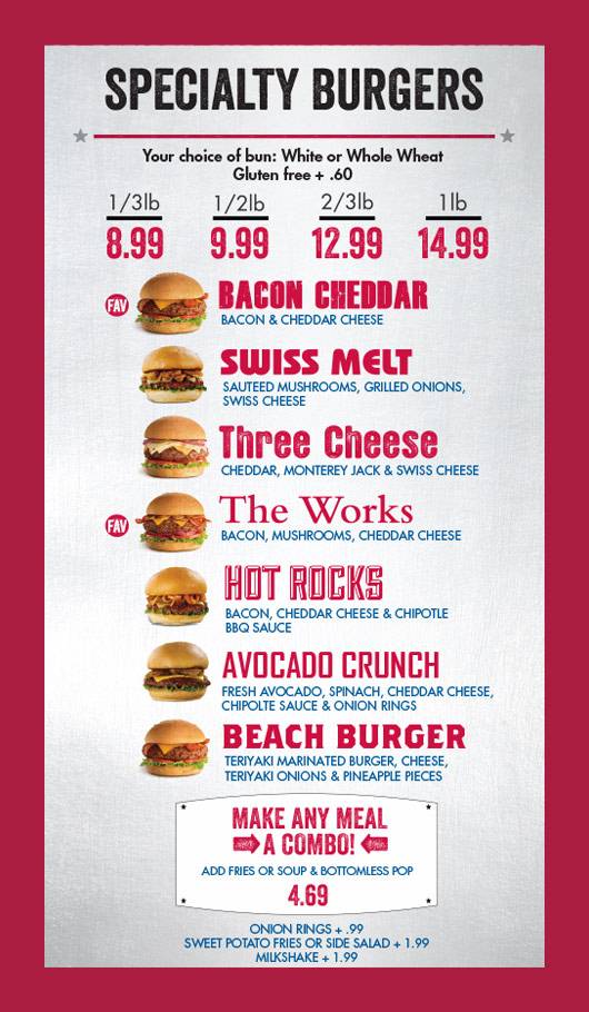 Menu at Fuddruckers restaurant, Saskatoon, 8 St E