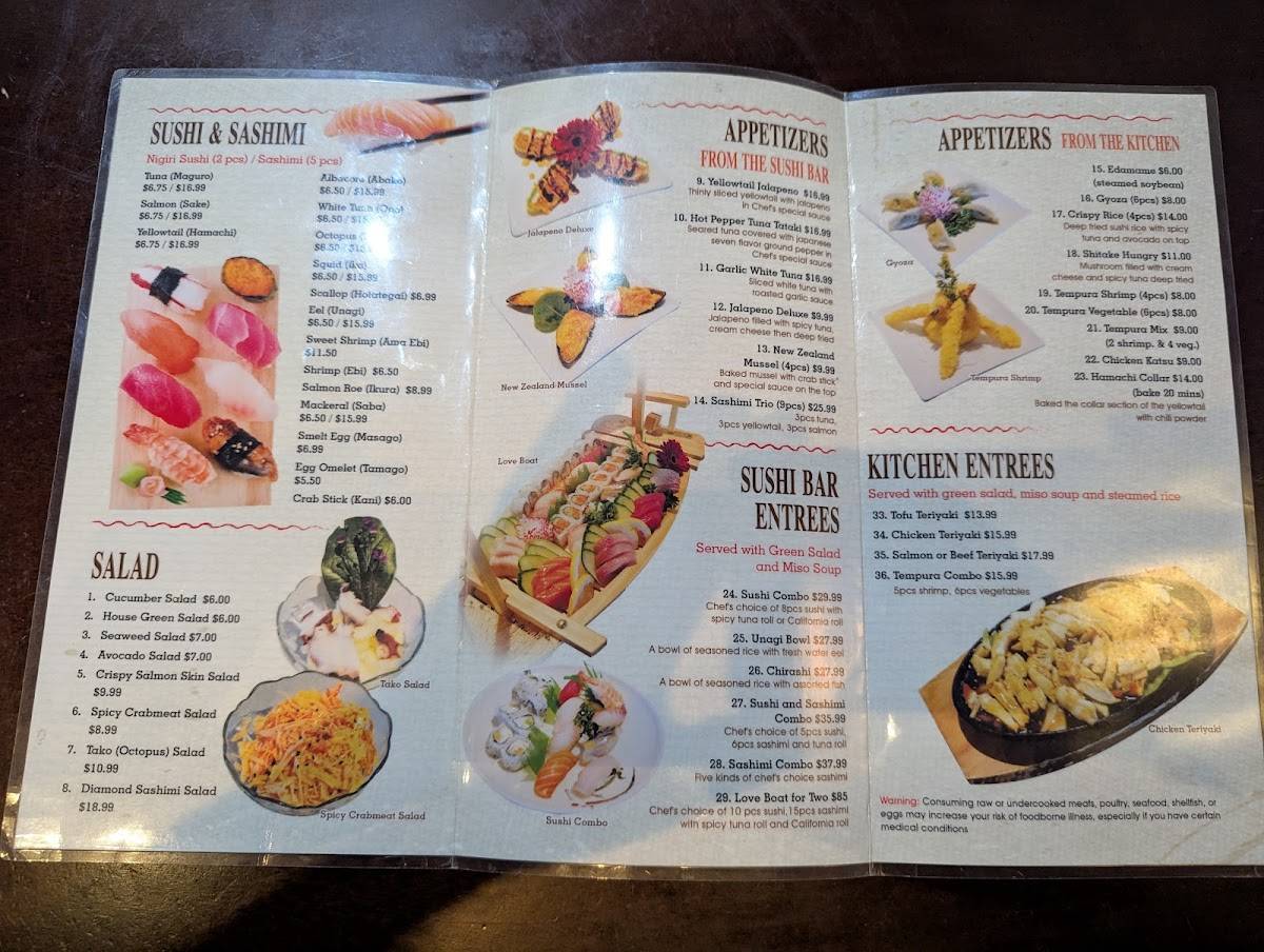 Menu at Sawa Sushi restaurant, La Quinta