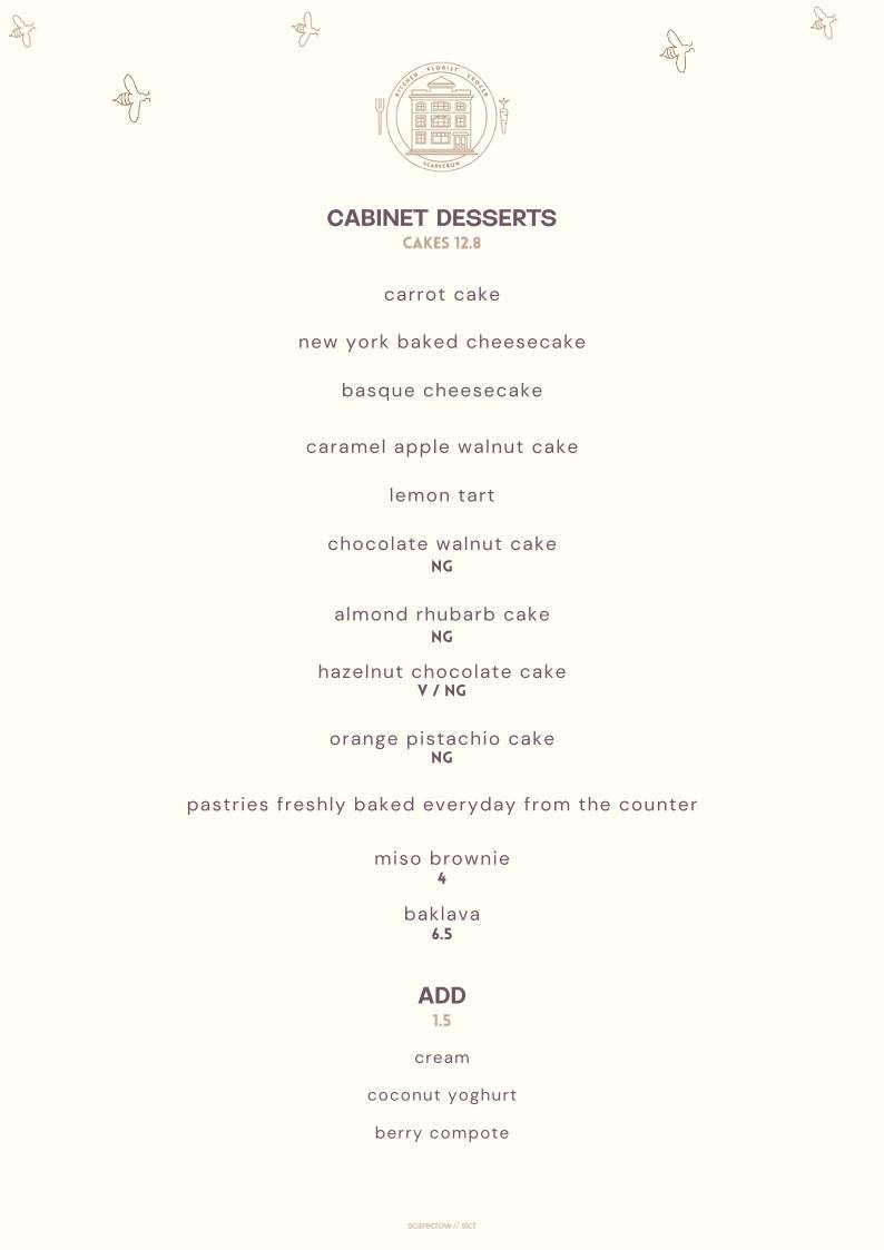 Menu at Scarecrow cafe, Auckland, 33 Victoria St E