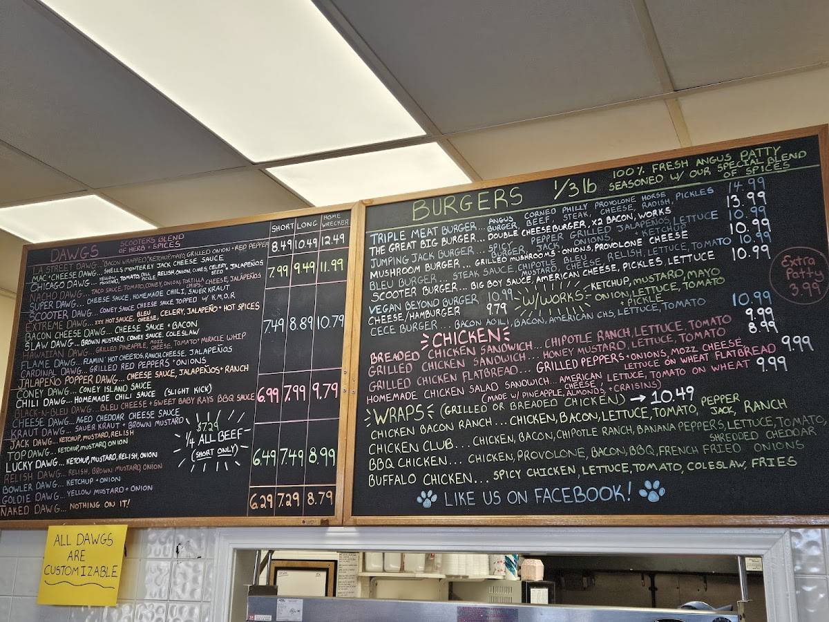 Menu at Scooter's World Famous Dawg House restaurant, Mentor