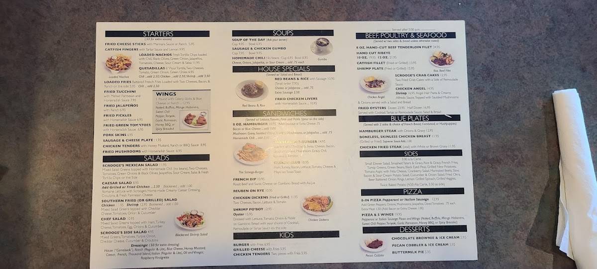 Menu at Scrooge's Fine Foods & Drink restaurant, Jackson